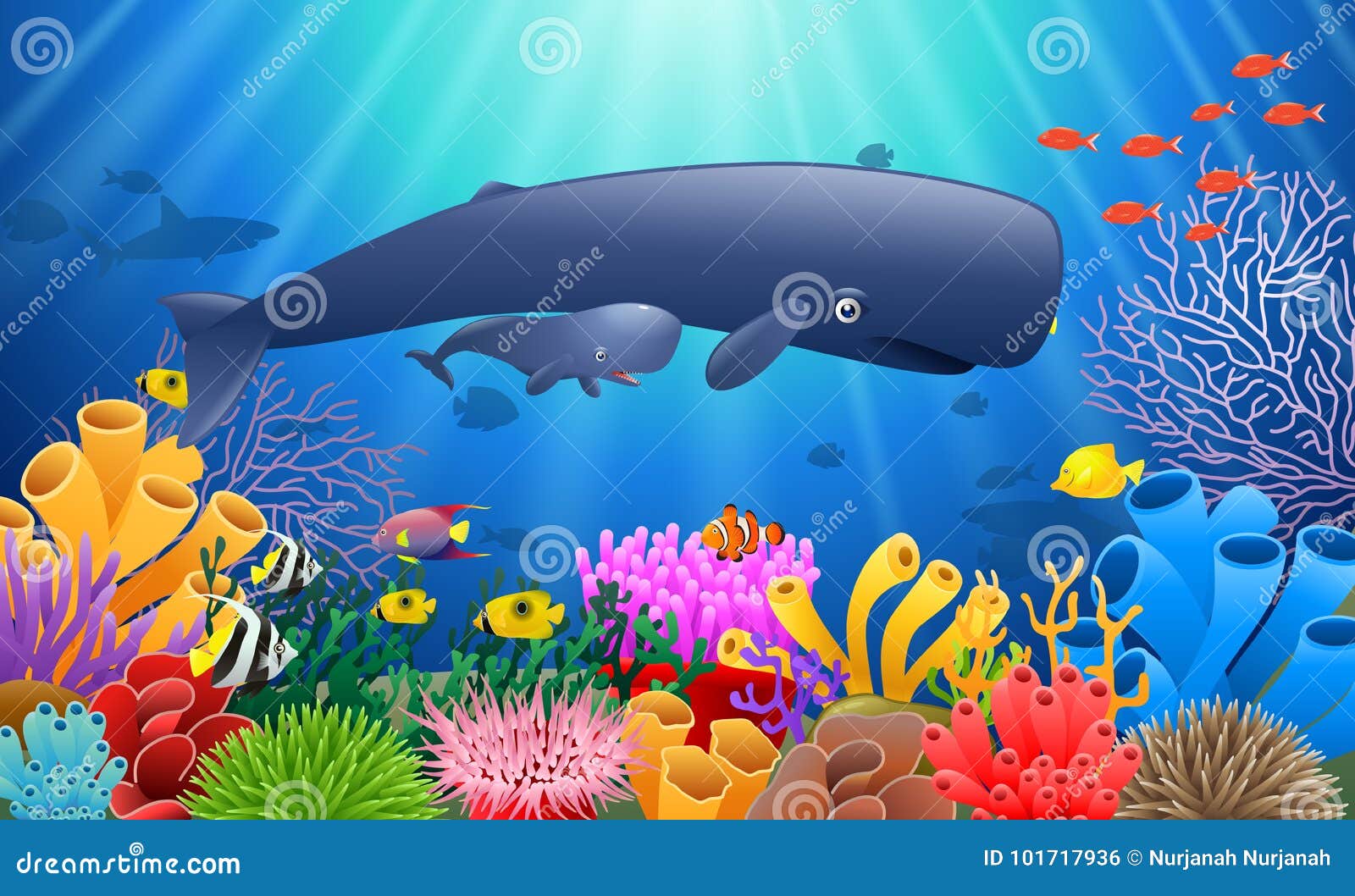 Karikatur-Pottwal vektor abbildung. Illustration von wasser - 101717936