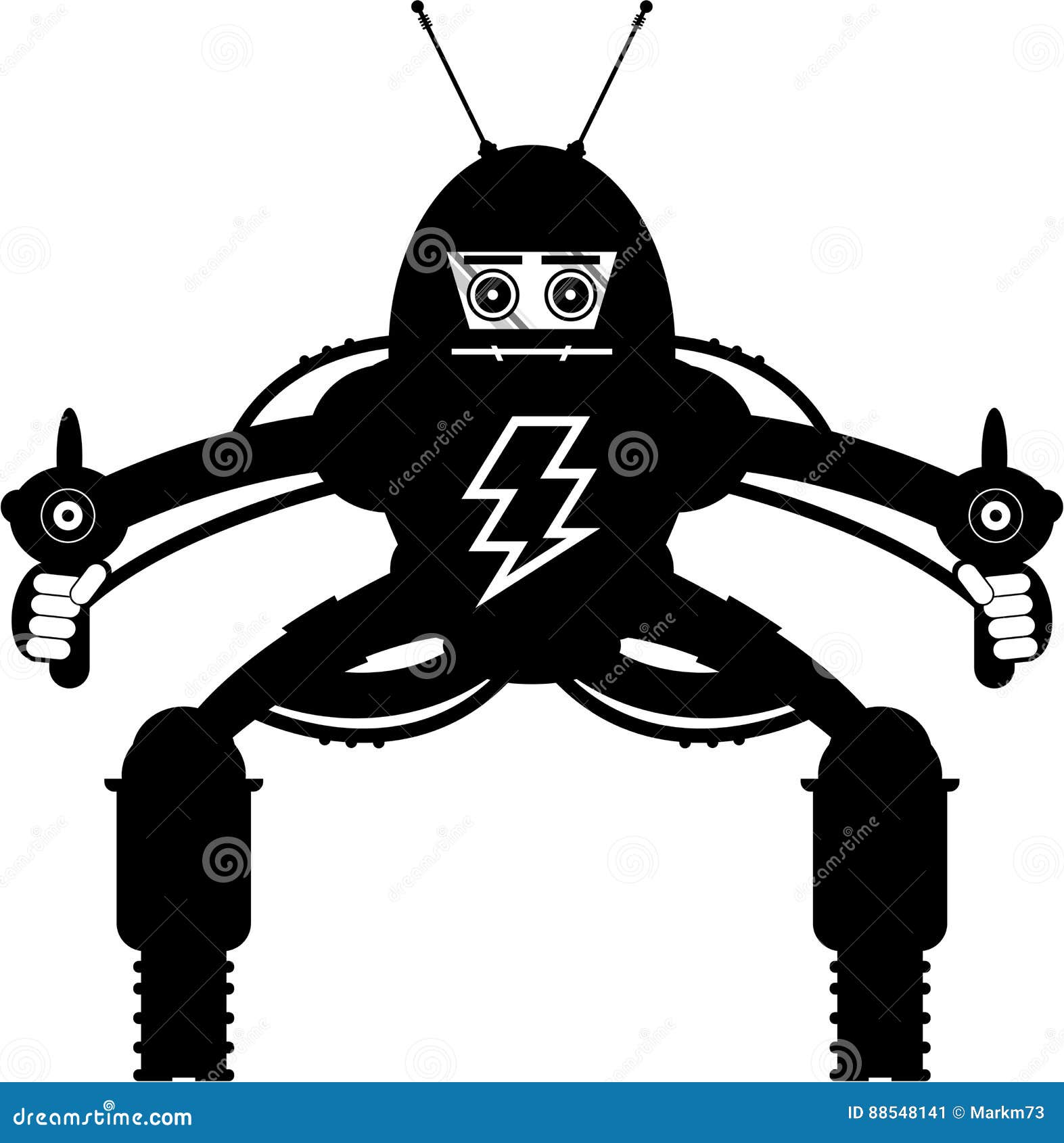 Karikatur-Riese-Roboter vektor abbildung. Illustration von antenne ...