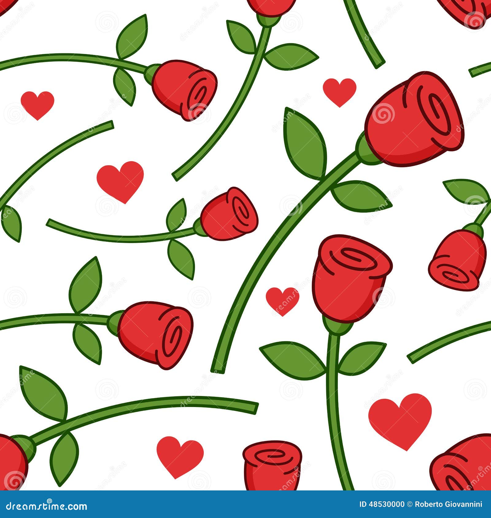 Karikatur-Rot Rose Seamless Pattern Vektor Abbildung - Illustration von ...