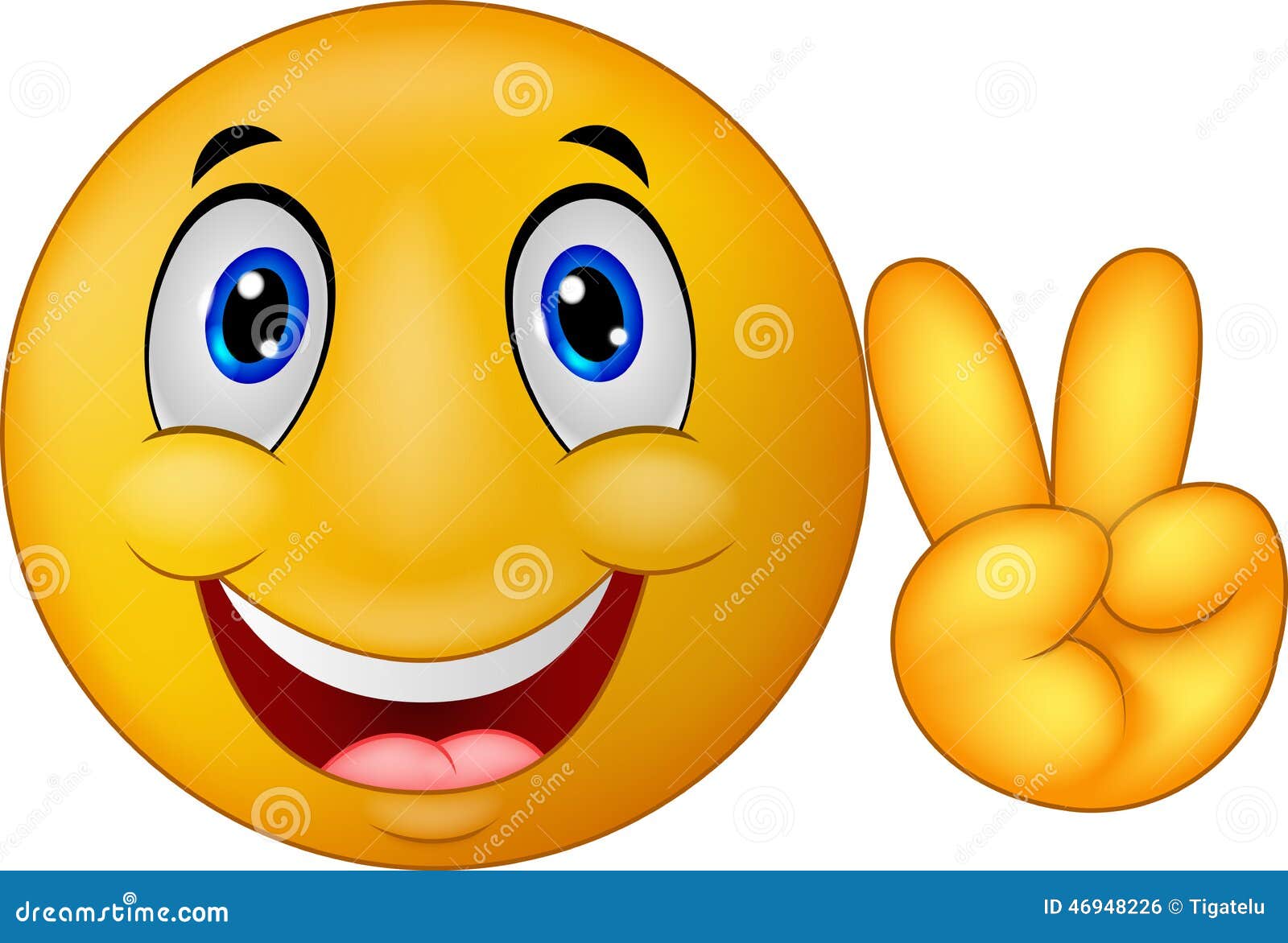 Karikatur-smiley Emoticon Mit V-Zeichen Vektor Abbildung - Illustration ...