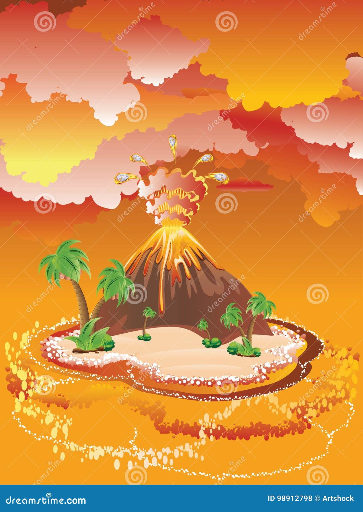 Karikatur Volcano Eruption vektor abbildung. Illustration von vulkan ...