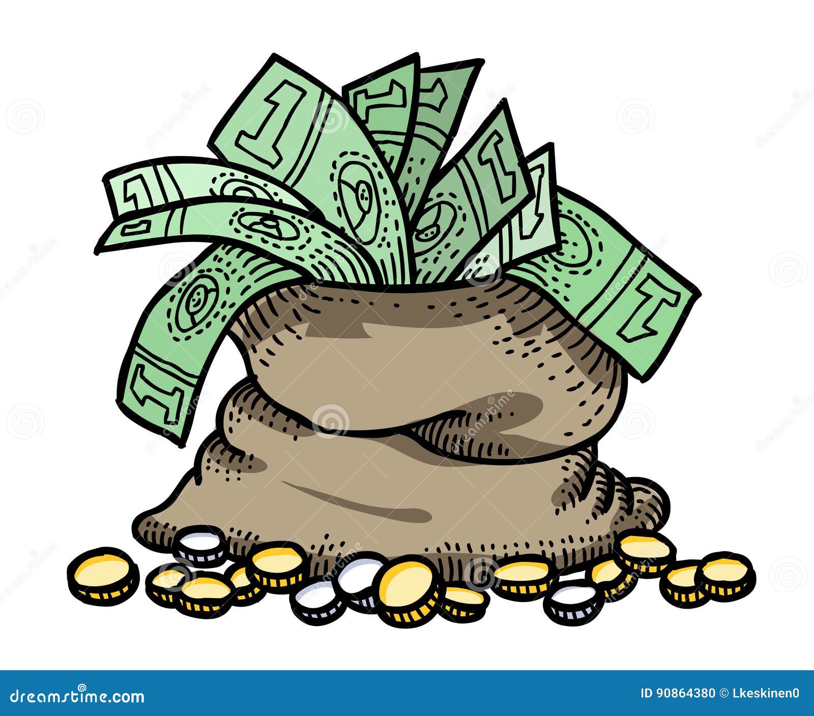 Karikaturbild Der Tasche Des Geldes Vektor Abbildung - Illustration von ...