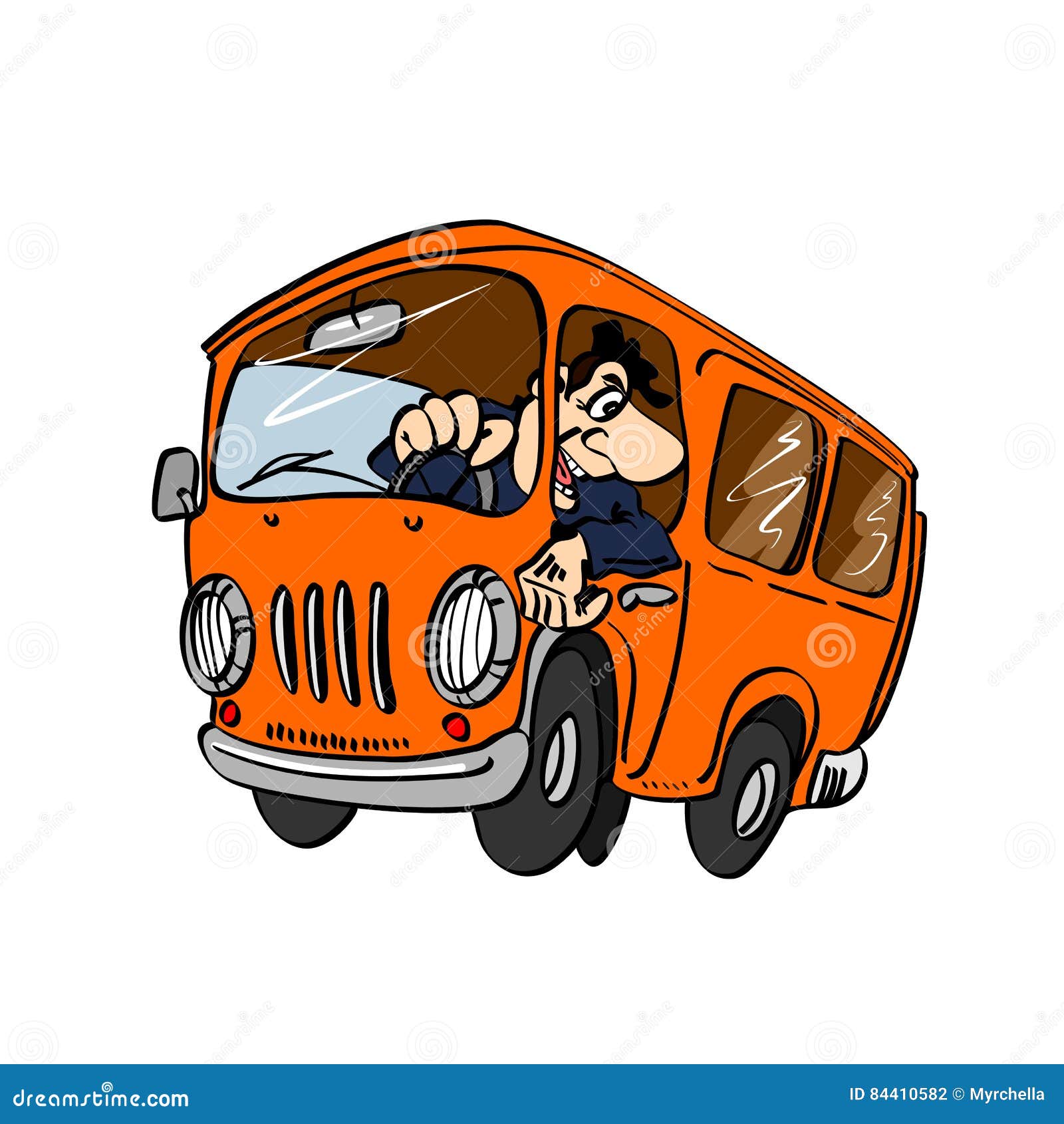 Karikaturbus Mit Einem Fahrer Stock Abbildung - Illustration von kunst ...