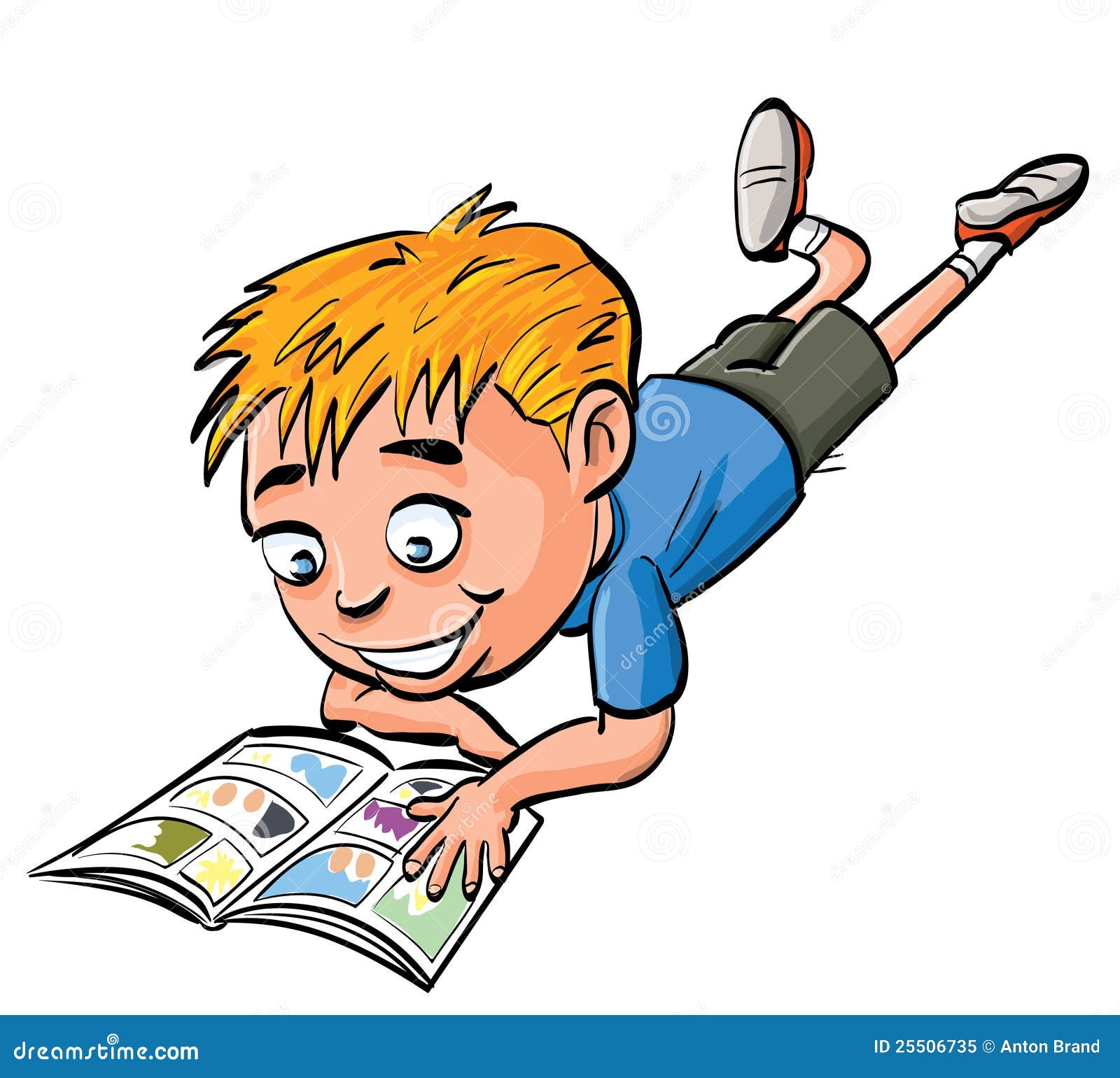 Karikaturjunge, Der Ein Comic-Buch Liest Stock Abbildung - Illustration ...