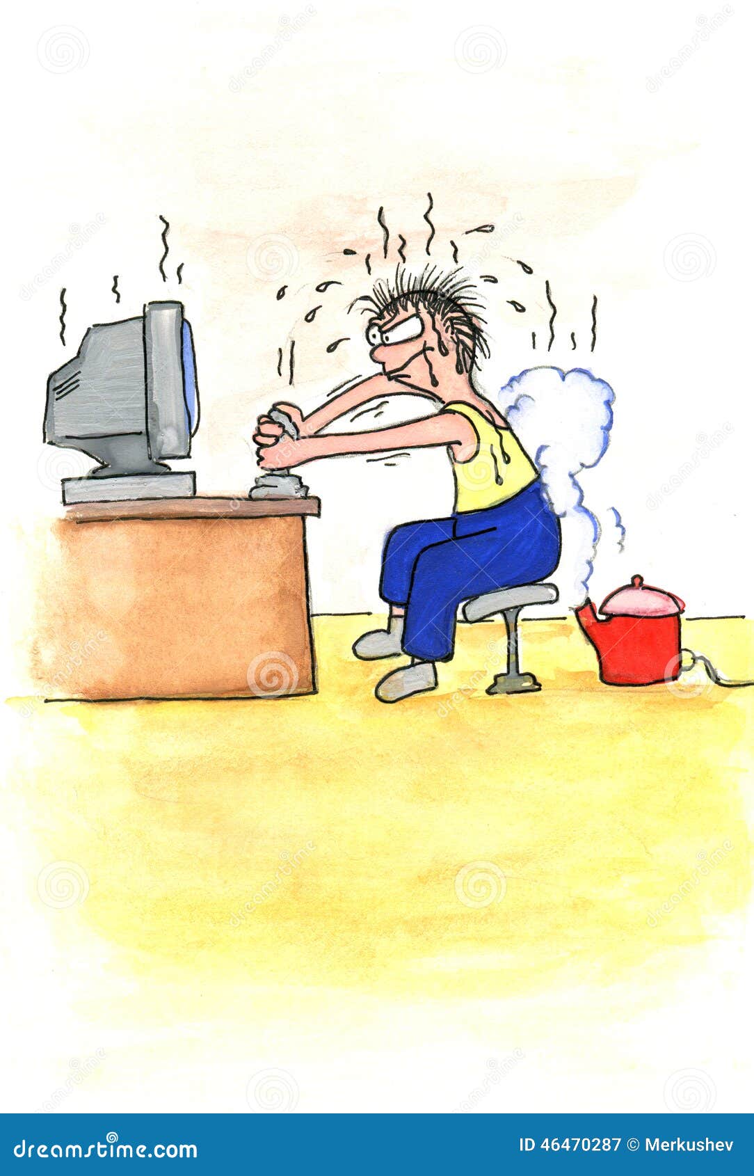 Karikaturmann, Der Computerspiele Spielt Stock Abbildung - Illustration ...