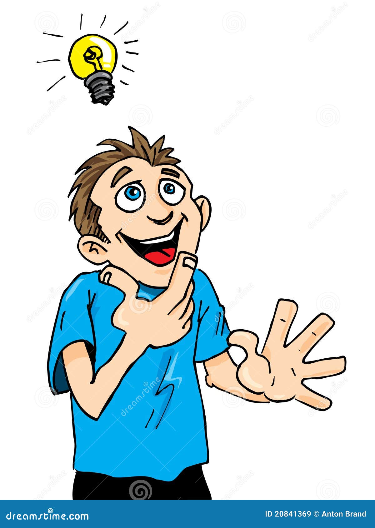 Karikaturmann Erhält Eine Helle Idee. Vektor Abbildung - Illustration ...