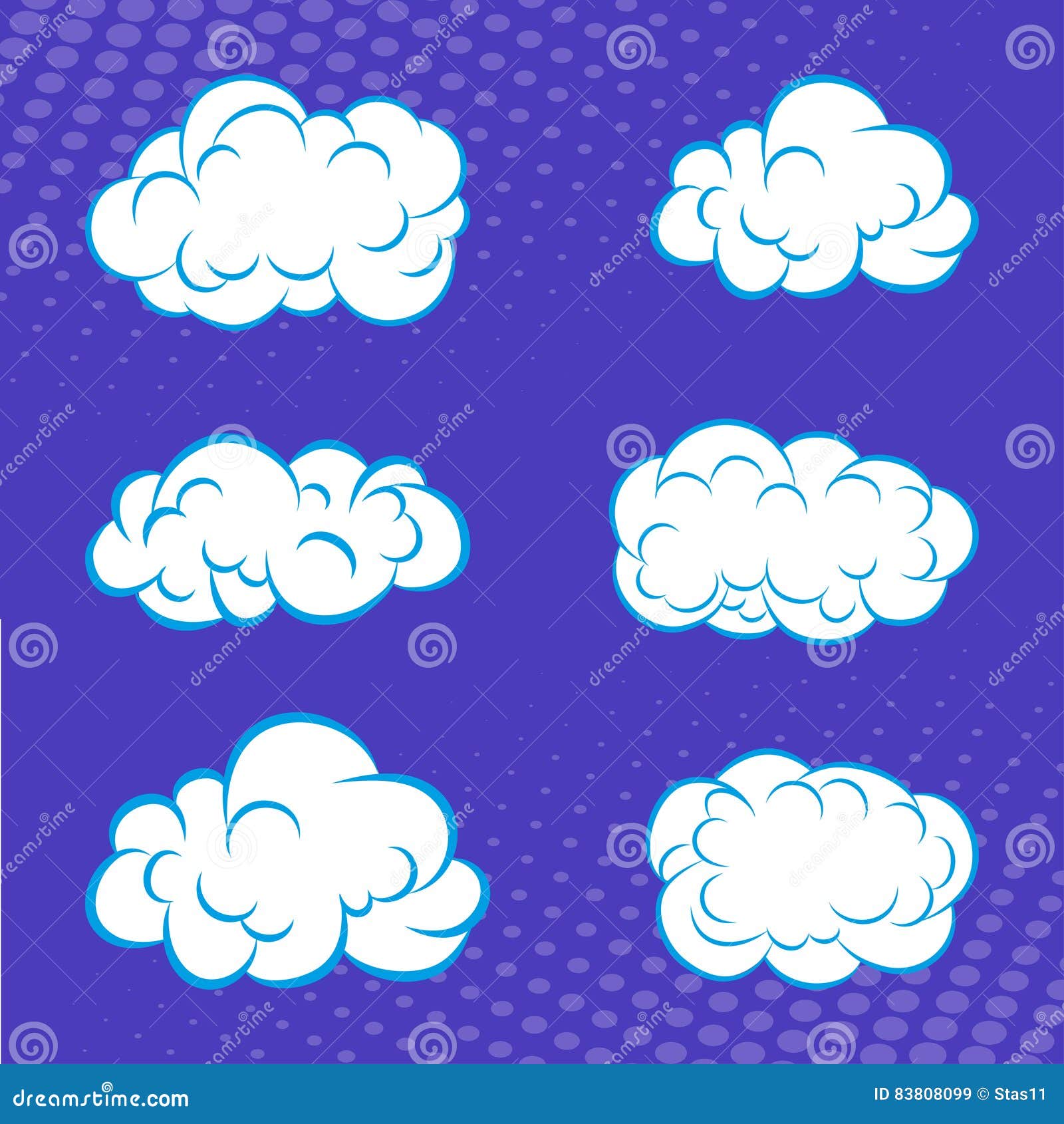 Karikatursatz Wolken Im Comic-Buch Stock Abbildung - Illustration von ...