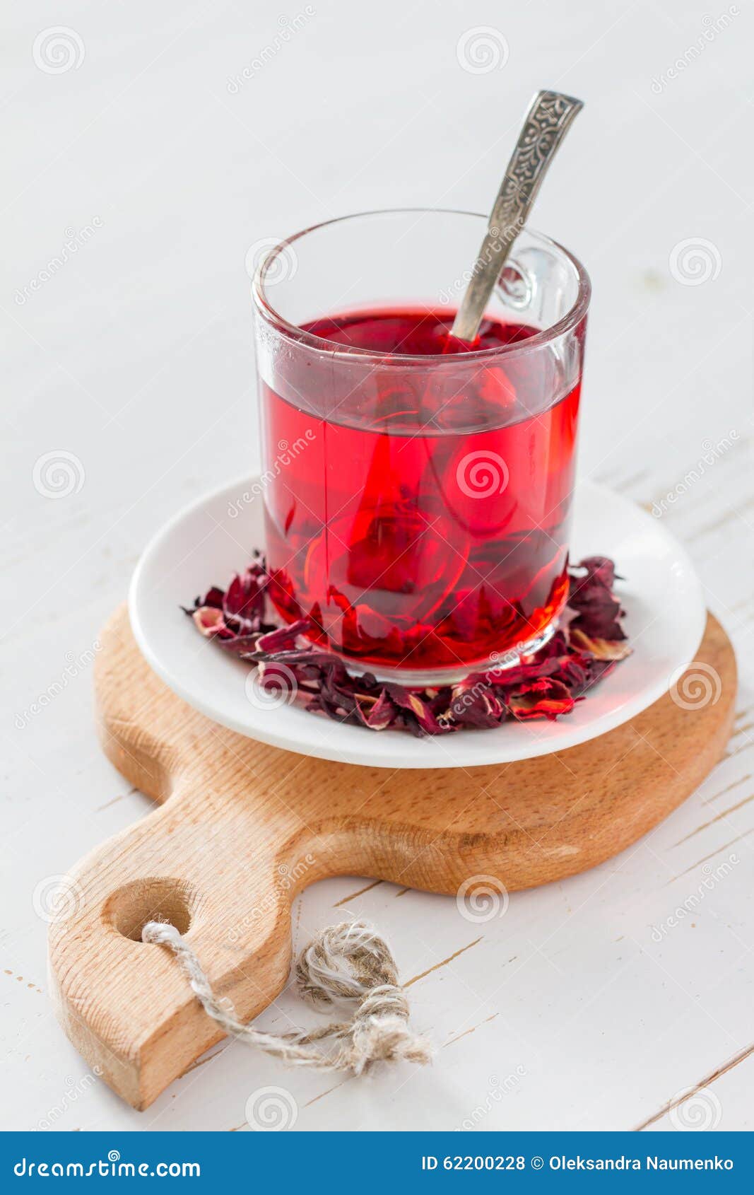 Karkade Tea on White Wood Background Stock Photo - Image of food ...