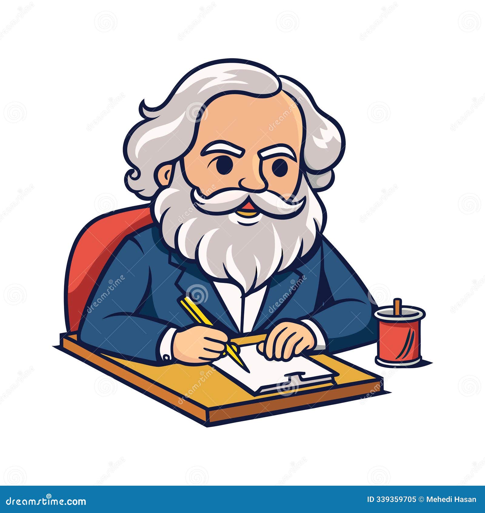 Karl Marx Vector Illustration Icon with Books, Pen Stock Vector ...