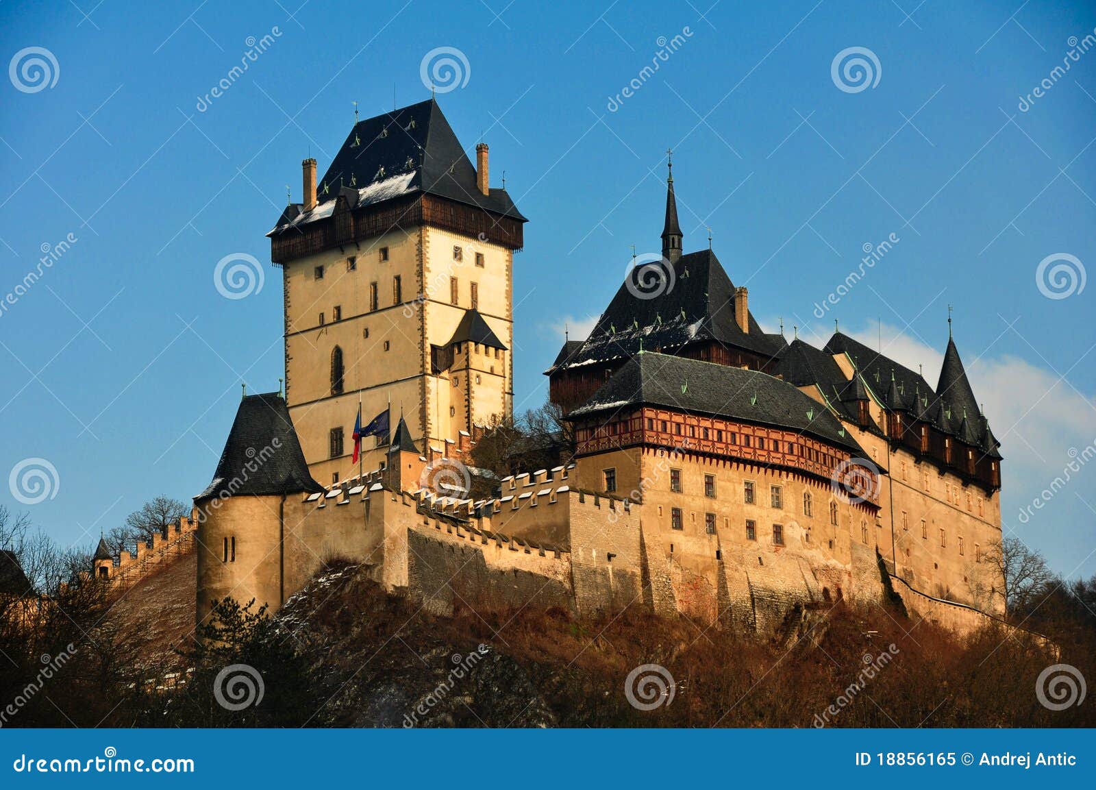 Karlstein Castle stock image. Image of green, walls, roof - 18856165