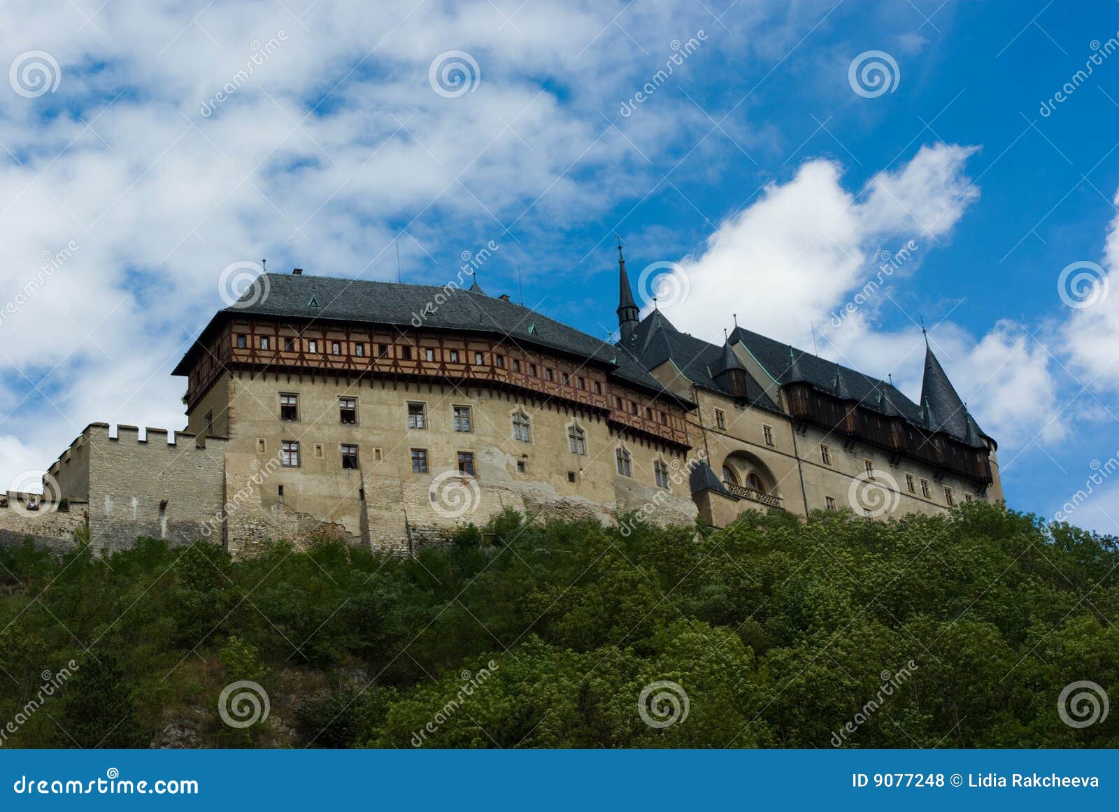 Karlstein castle stock photo. Image of blue, czech, sunlight - 9077248