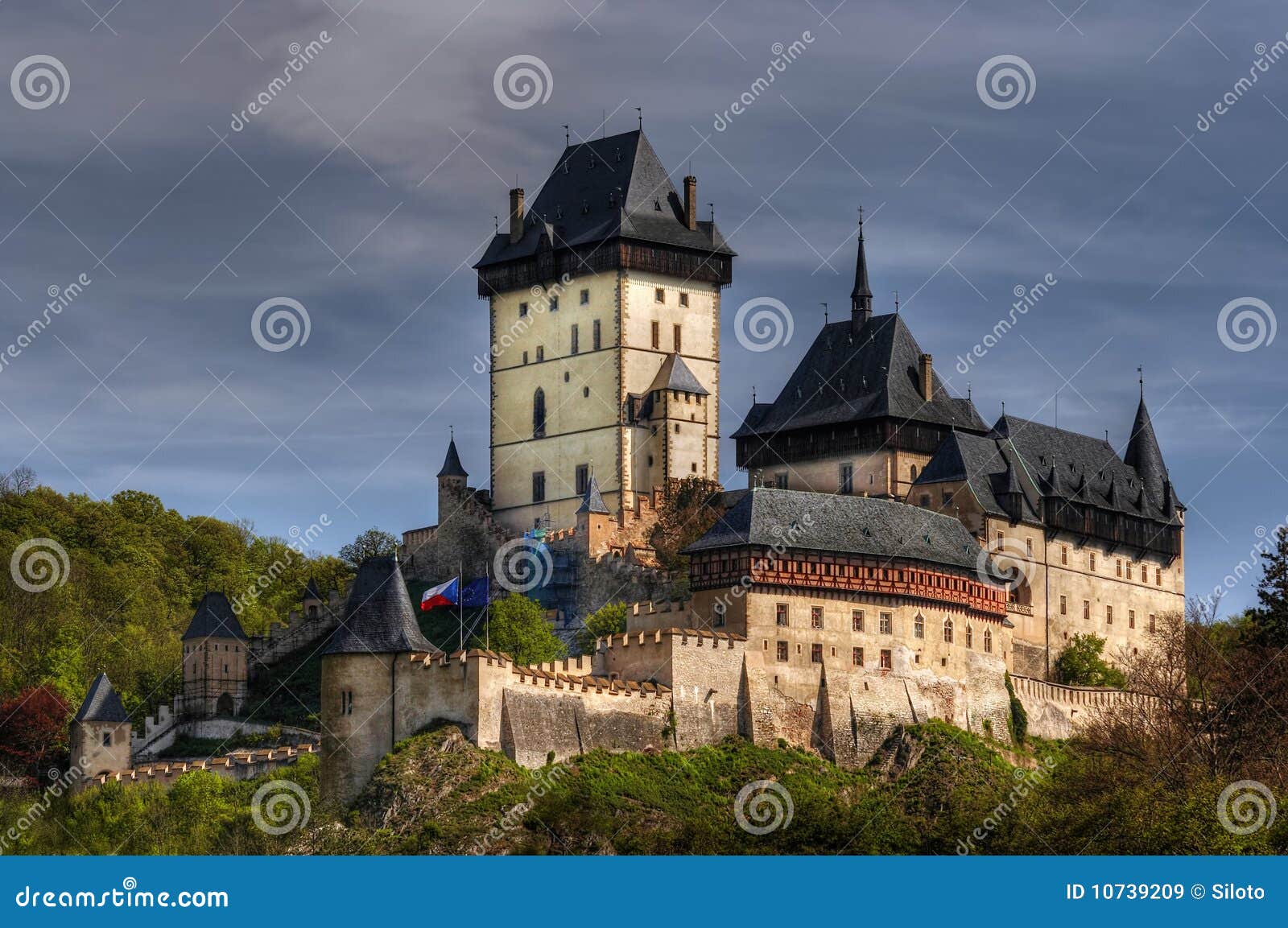 Karlstejn - Large Gothic Castle Stock Image - Image of bohemia ...