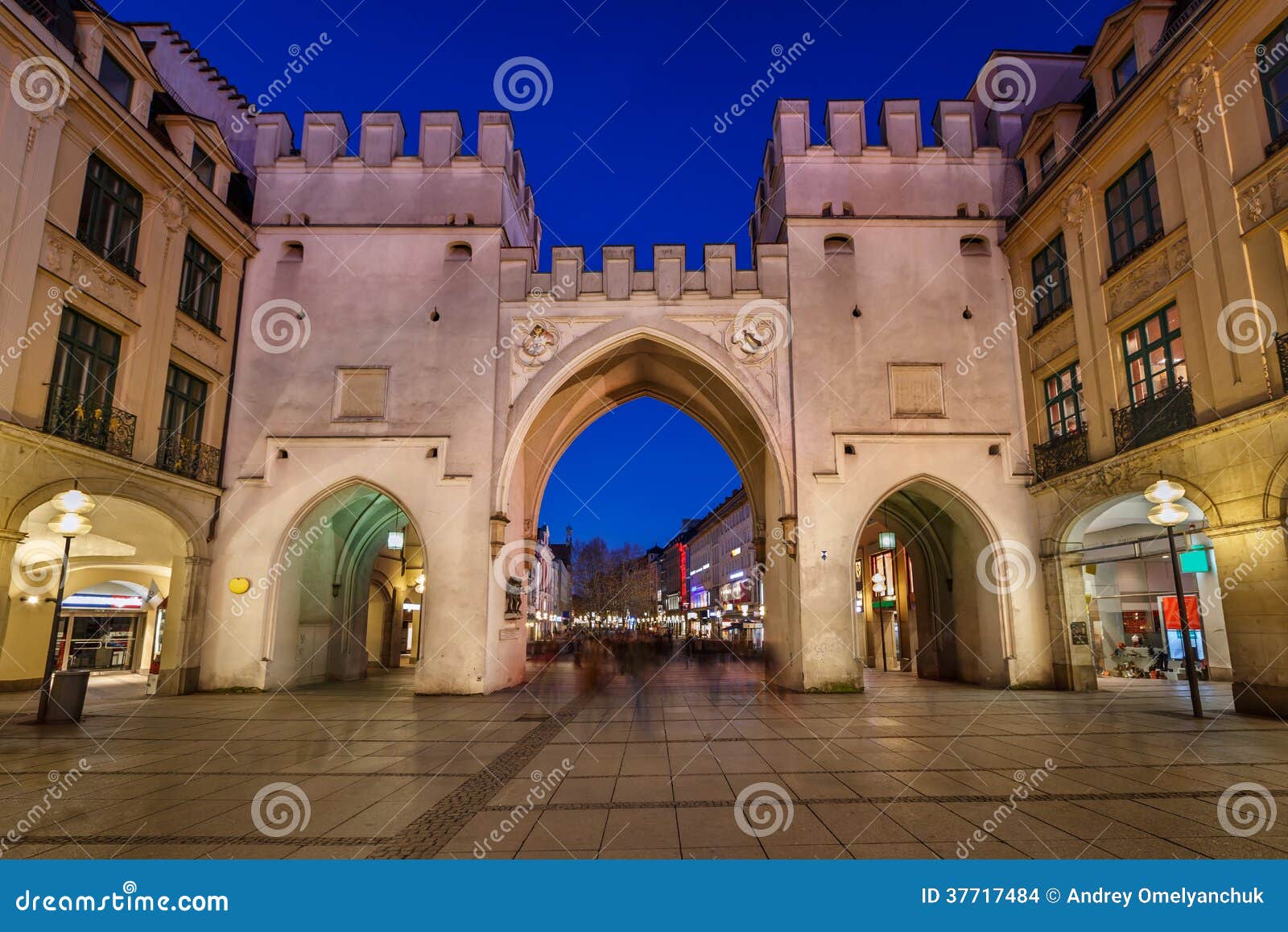 Karlstor Gate and Karlsplatz Square in the Evening, Munich Stock Photo ...