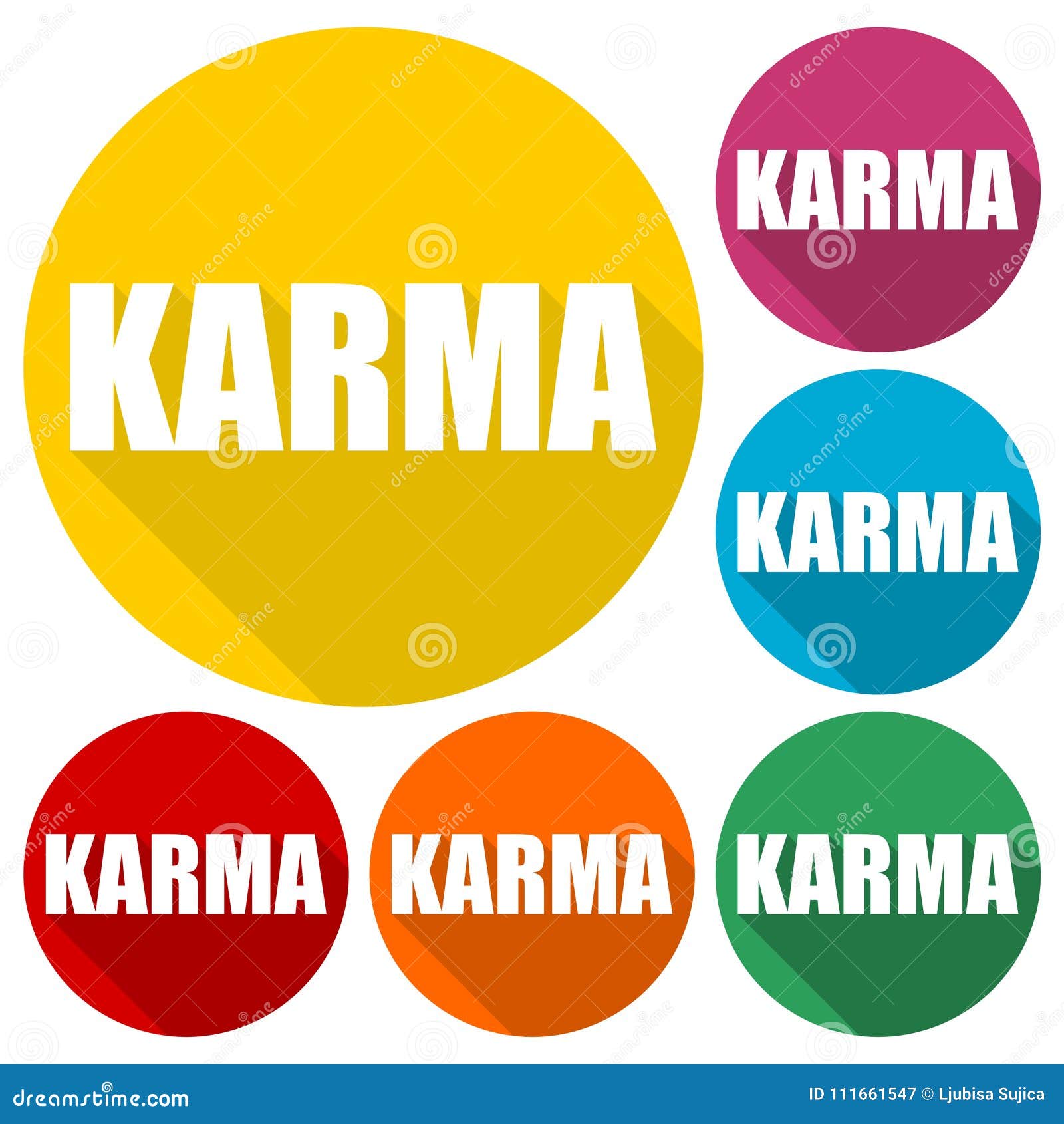 Karma Icons Set with Long Shadow Stock Vector - Illustration of drawing ...