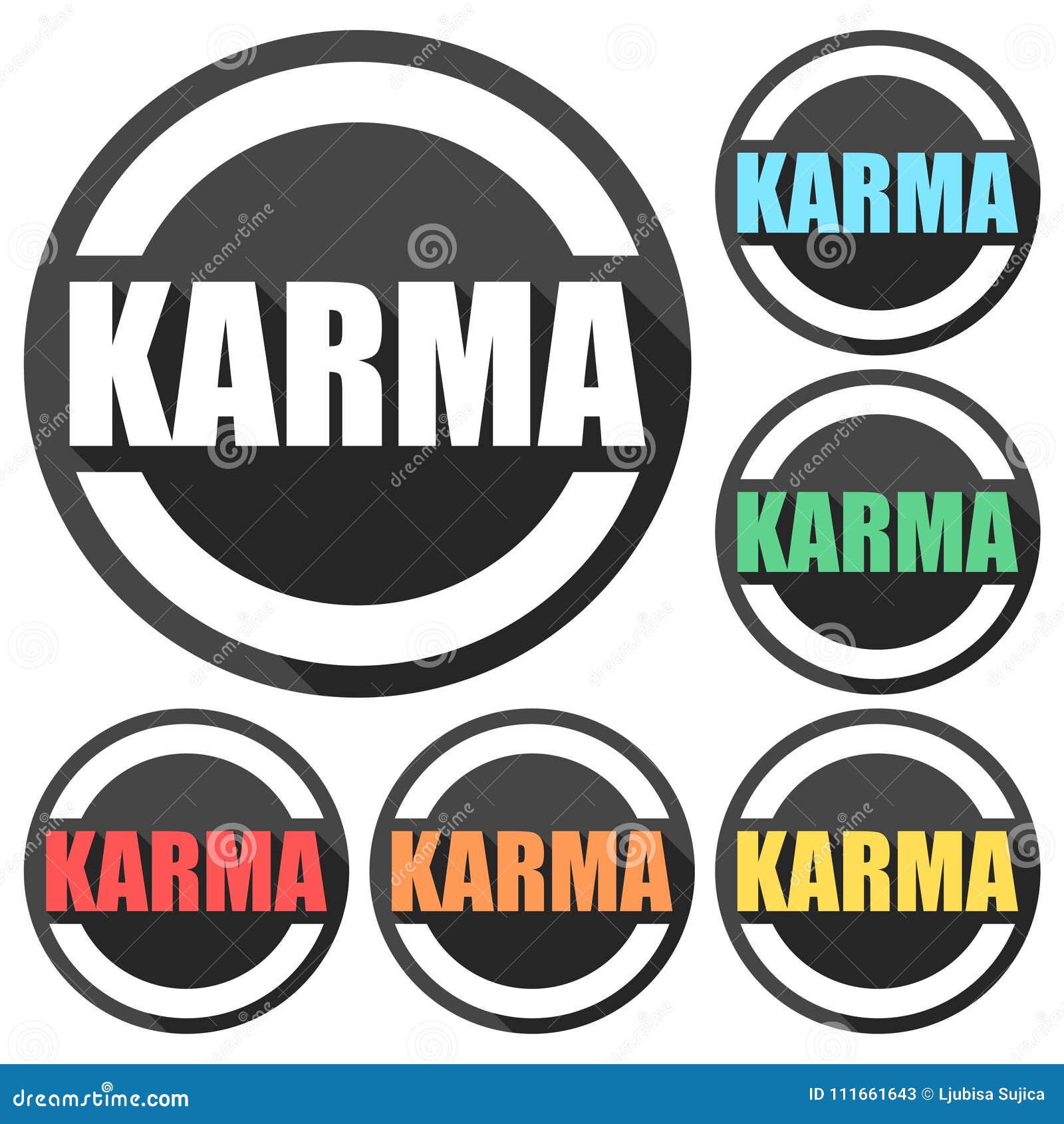 Karma Icons Set with Long Shadow Stock Vector - Illustration of icon ...