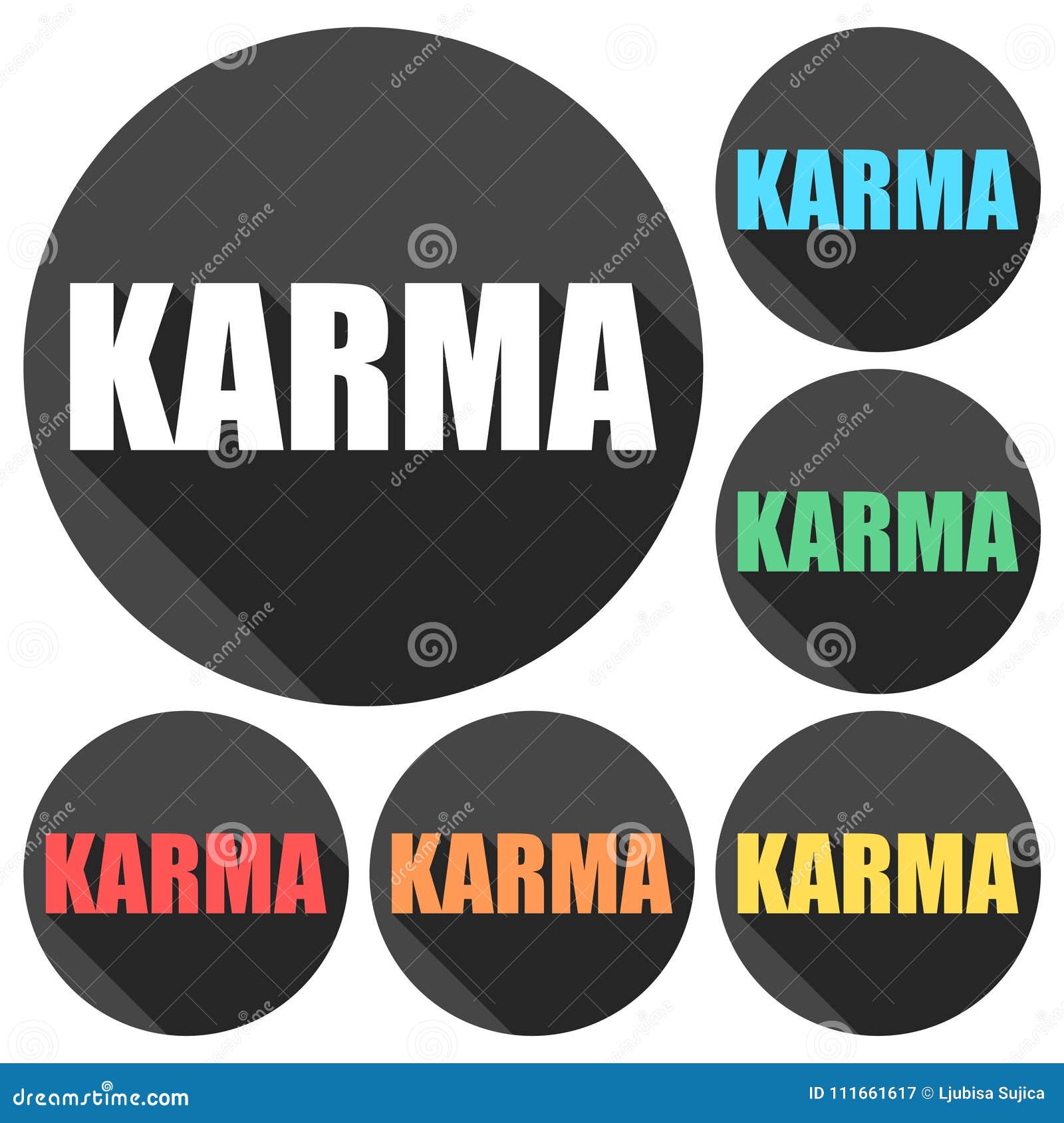 Karma Icons Set with Long Shadow Stock Vector - Illustration of ...