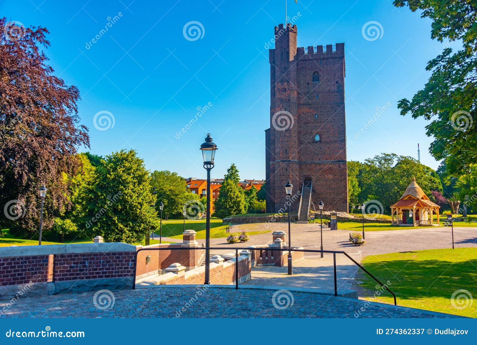 Karnan Tower in Swedish Town Helsingborg Stock Image - Image of vintage ...
