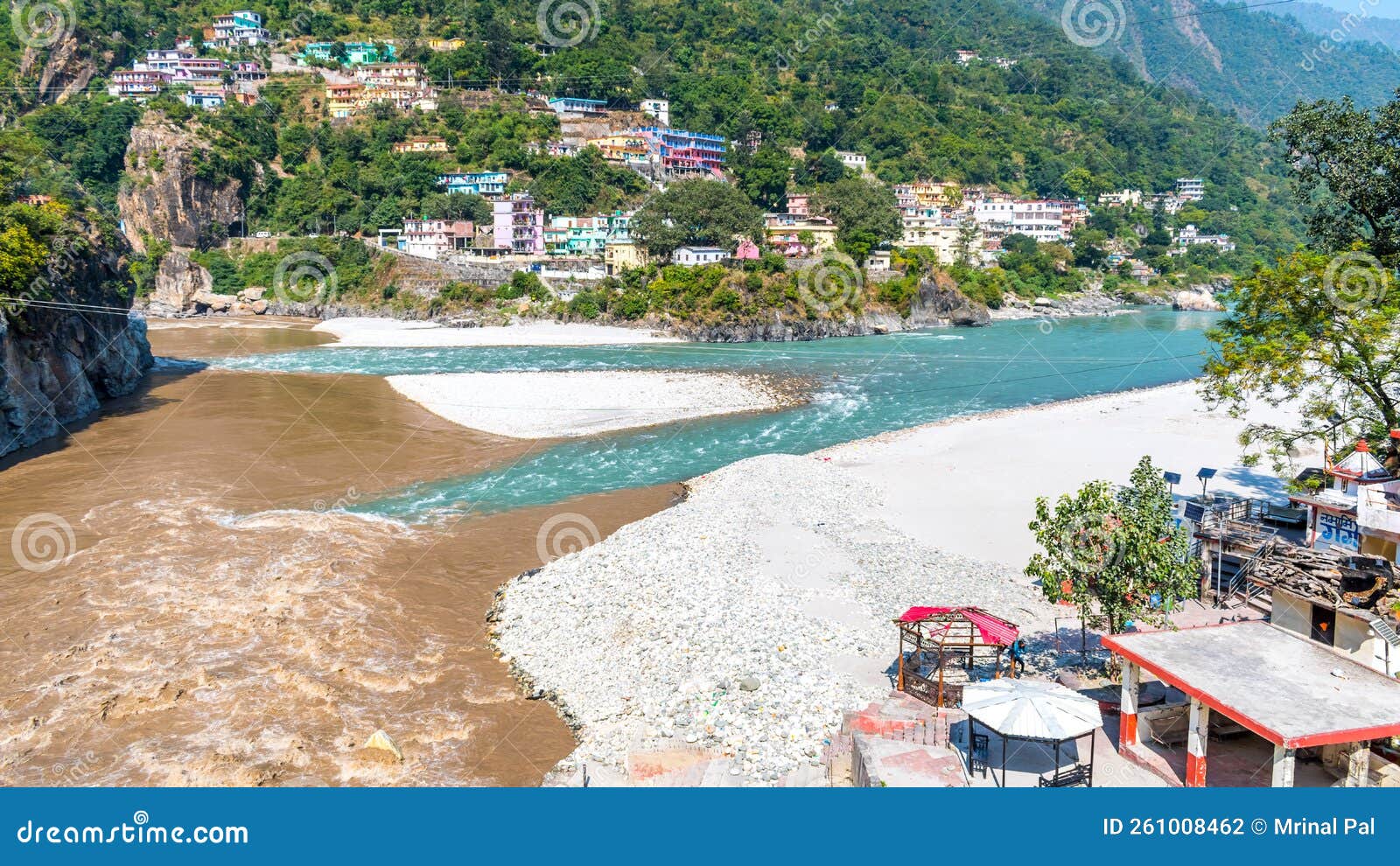 Karnaprayag - Confluence of the Alaknanda River and Pindar River Stock ...