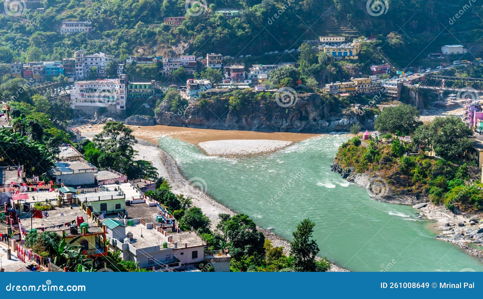 Karnaprayag - Confluence of the Alaknanda River and Pindar River Stock ...