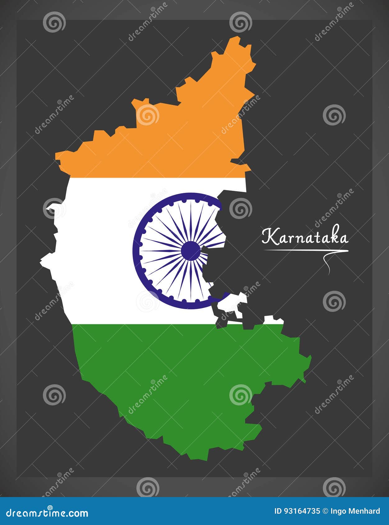 Karnataka Map with Indian National Flag Illustration Stock Vector ...