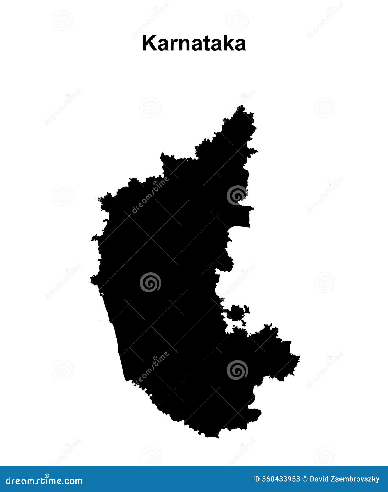 Karnataka outline map stock vector. Illustration of contour - 360433953
