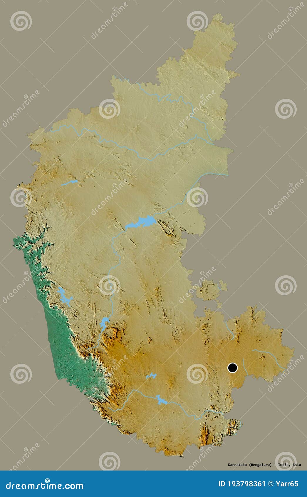Karnataka, State of India, on Solid. Relief Stock Illustration ...