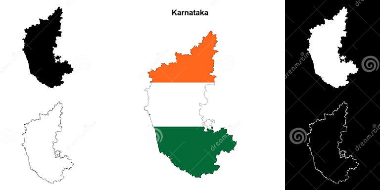 Karnataka outline map stock vector. Illustration of blank - 323594838