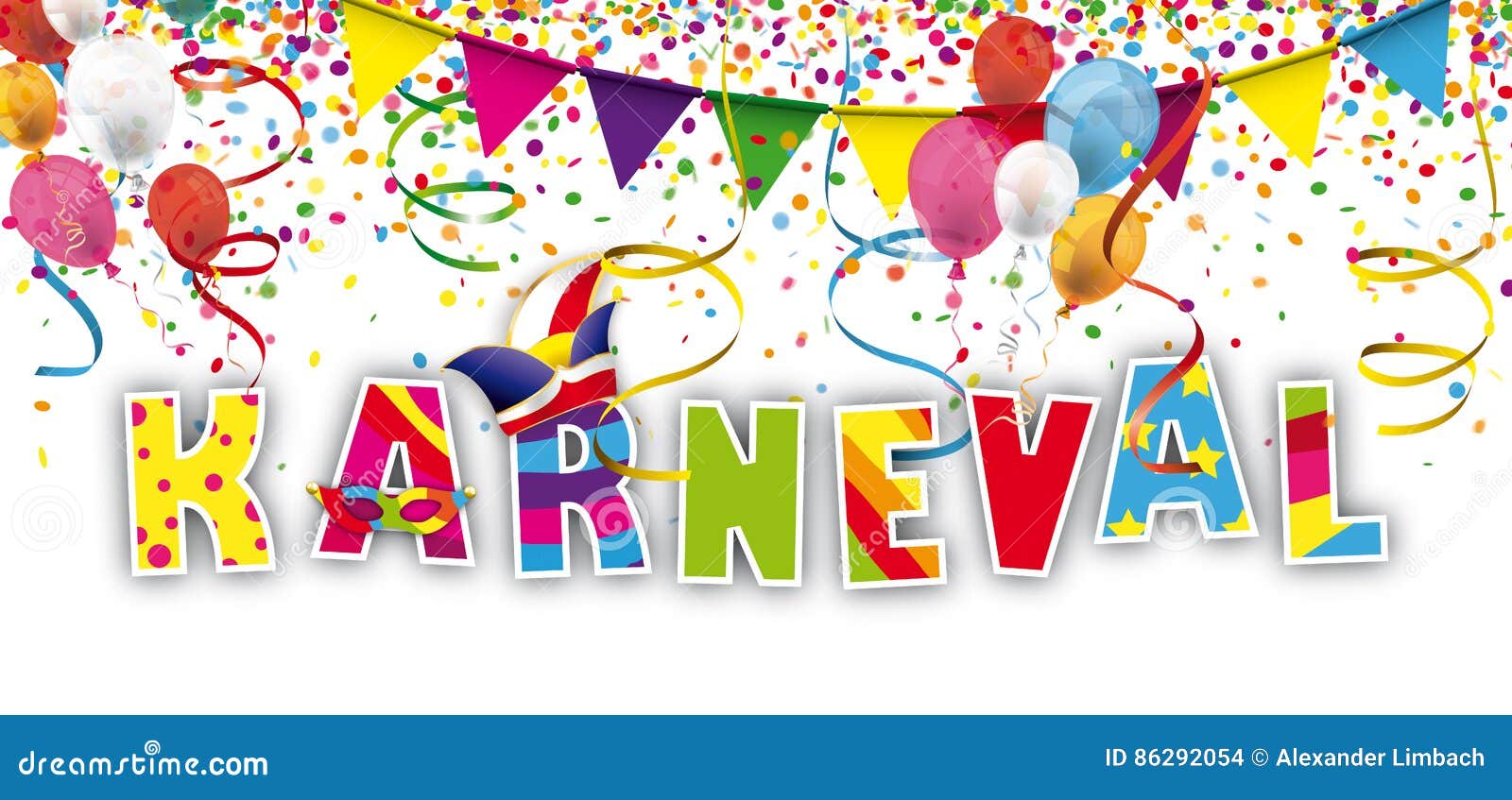 Karneval Confetti Ribbons Header Stock Vector - Illustration of ...