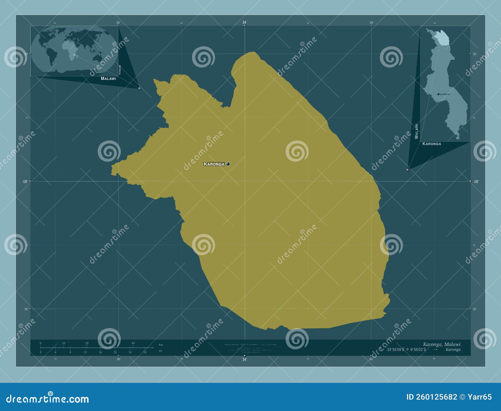 Karonga, Malawi. Solid. Labelled Points of Cities Stock Illustration ...