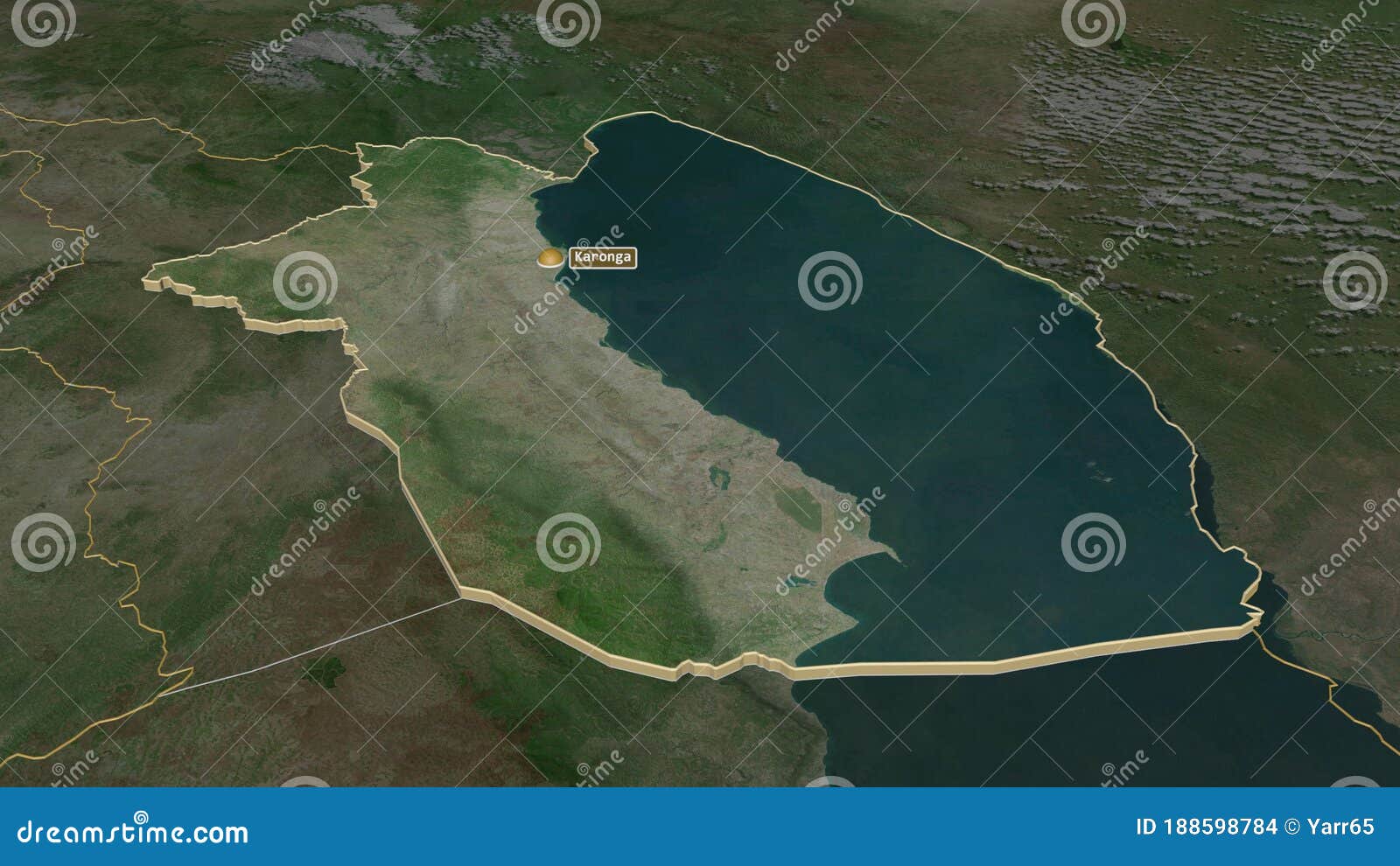 Karonga, Malawi - Extruded with Capital. Satellite Stock Illustration ...