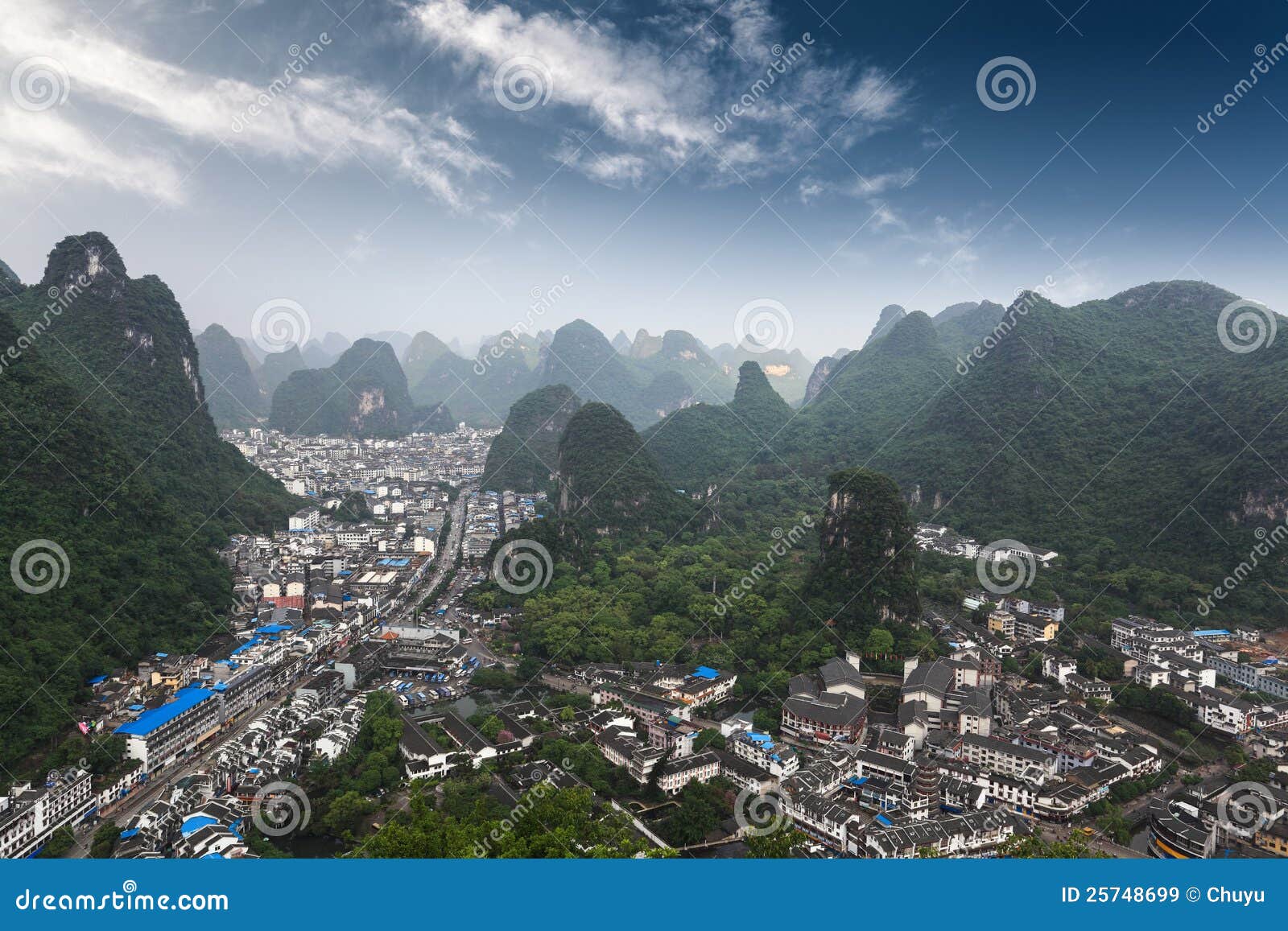 Karst Mountains Around the Yangshuo County Stock Image - Image of city ...