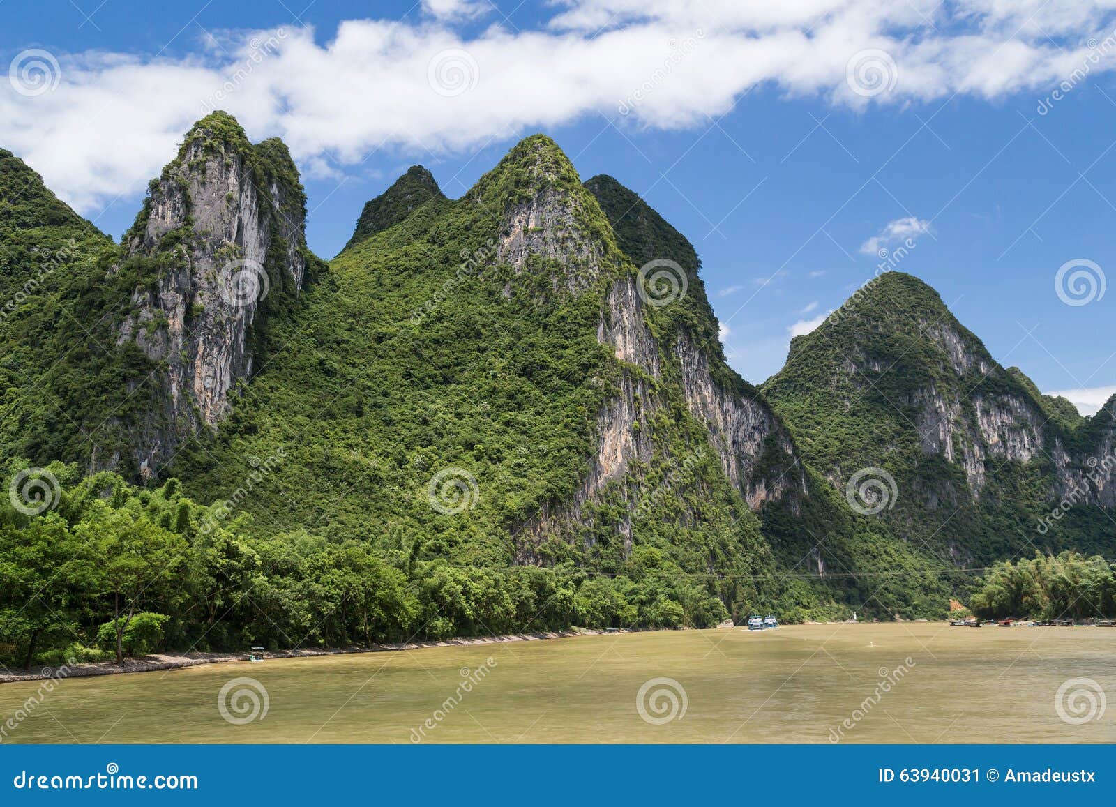 Karst Mountains and Limestone Peaks of Li River in China Stock Image ...
