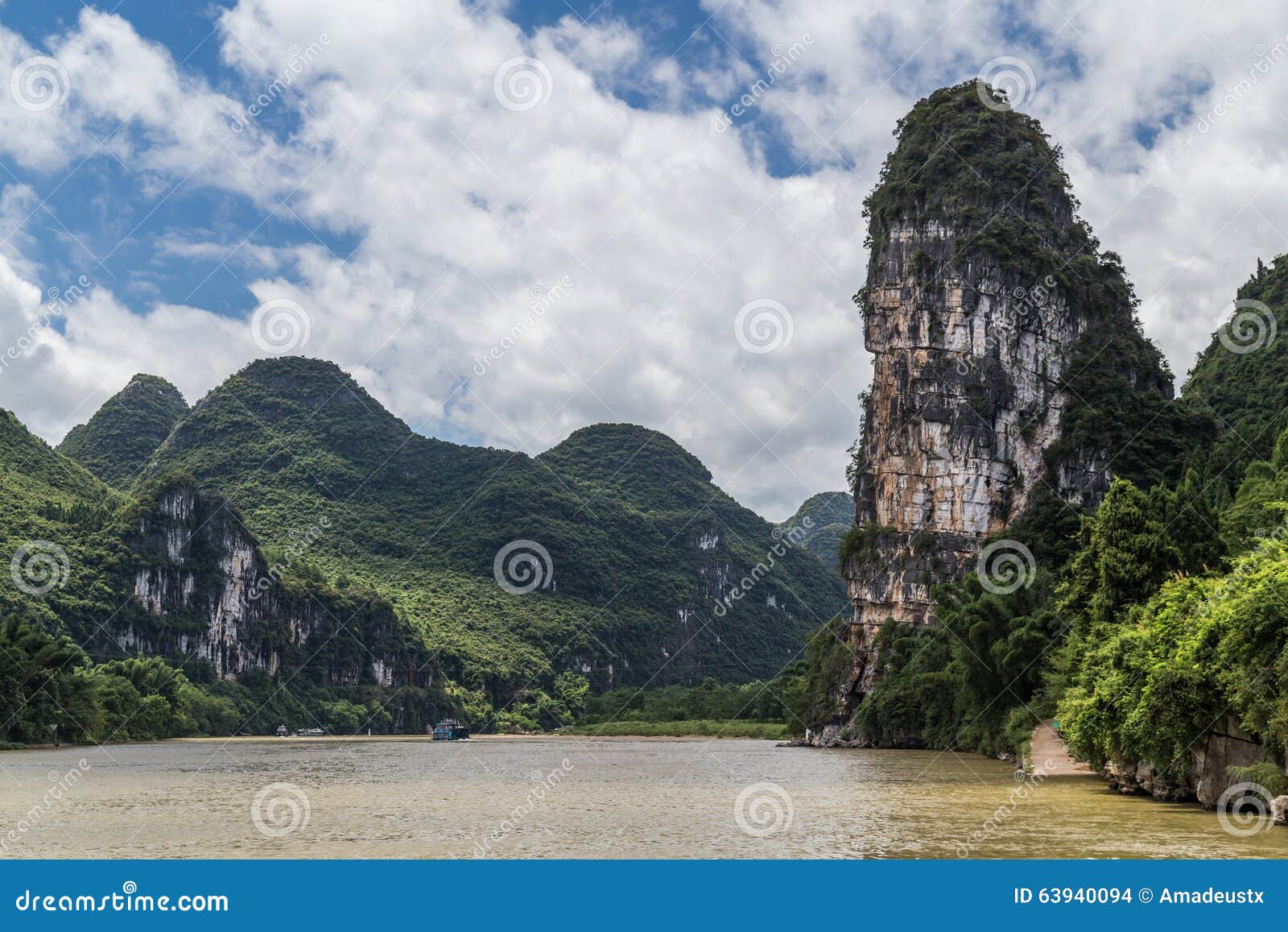 Karst Mountains and Limestone Peaks of Li River in China Stock Photo ...