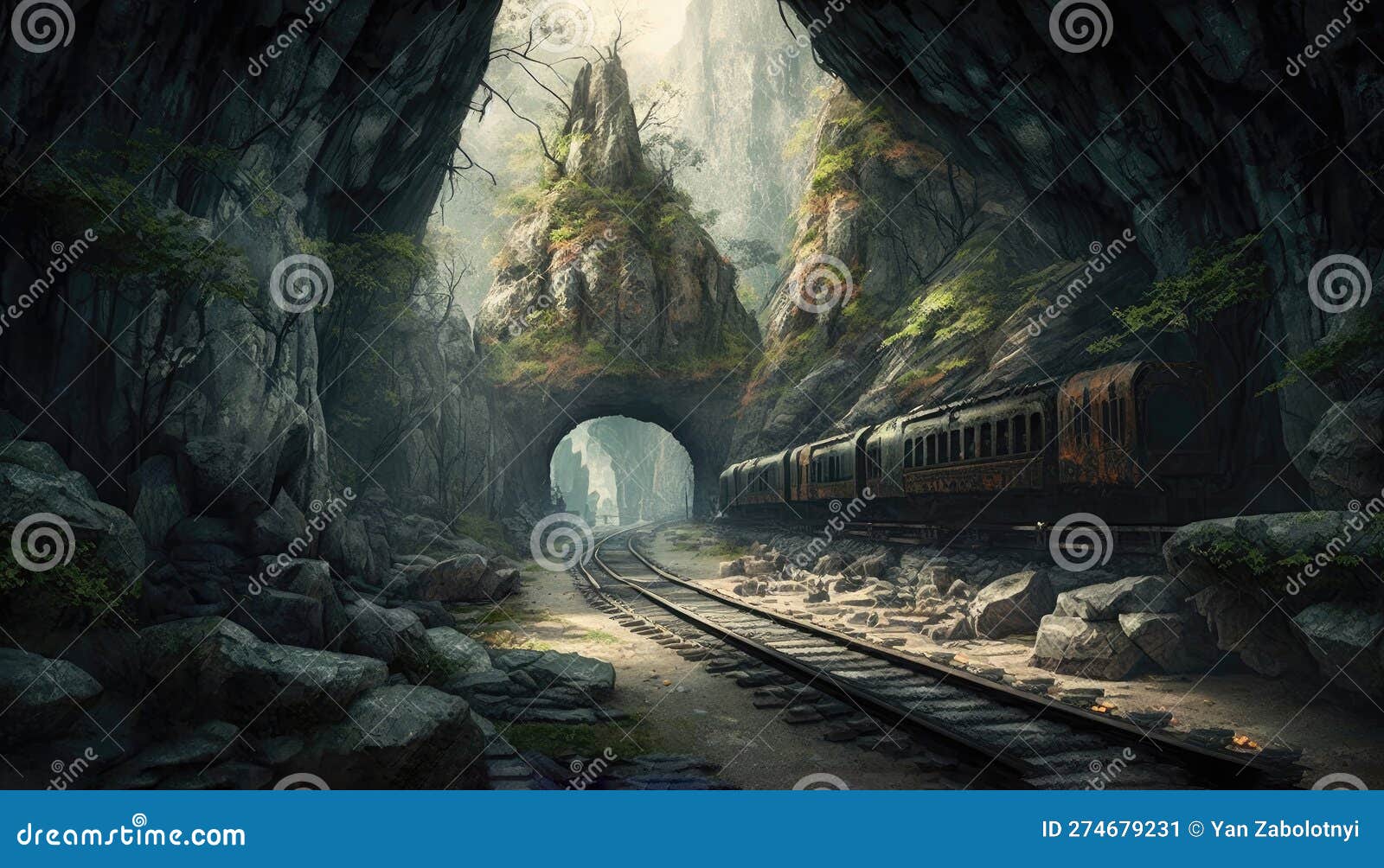 Karst Railroad Tracks Which Pass Through Limestone Formations And Caves ...