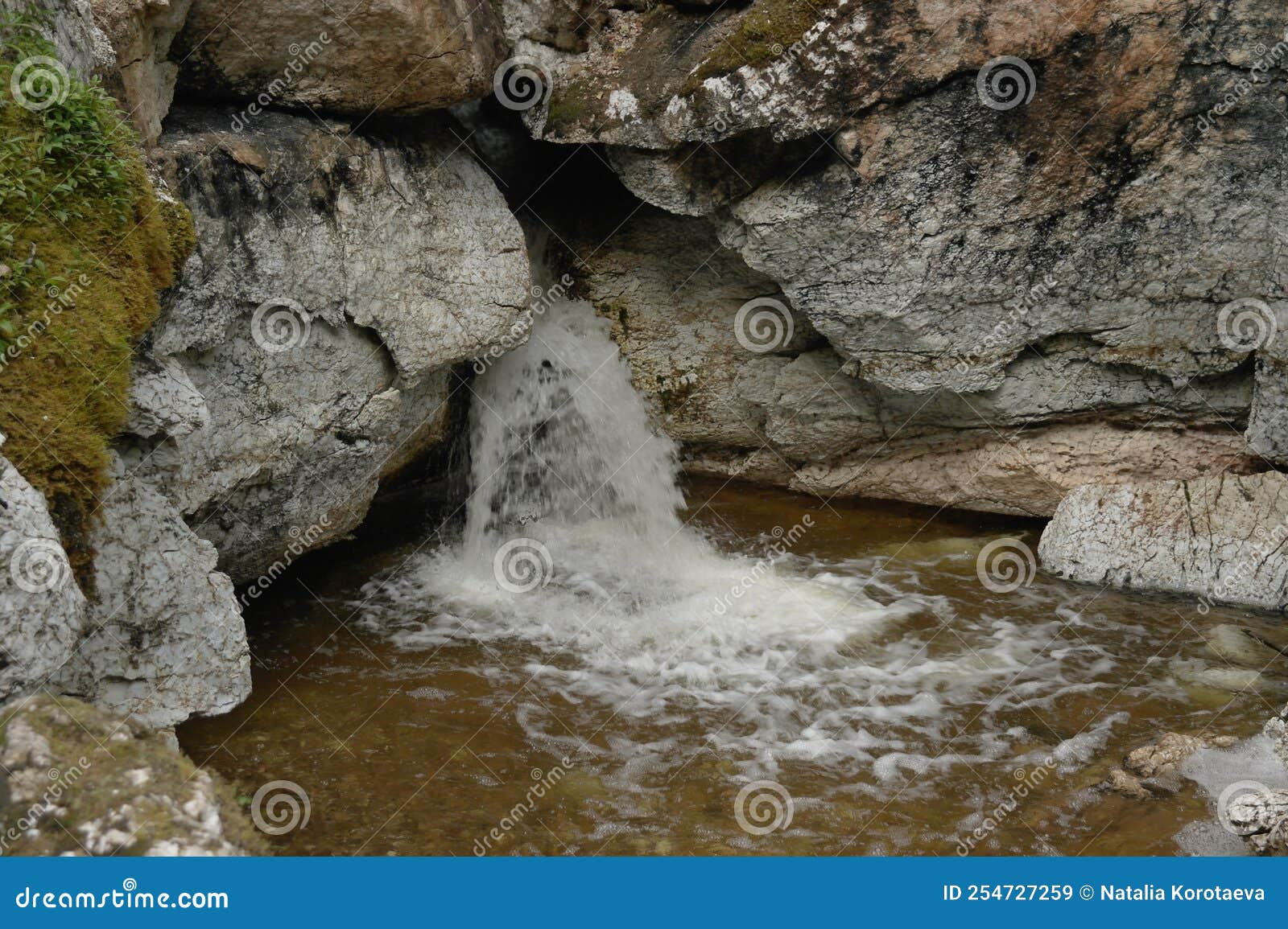 Karst Rocks in the Reserve with a Falling Stream of Water Stock Image ...