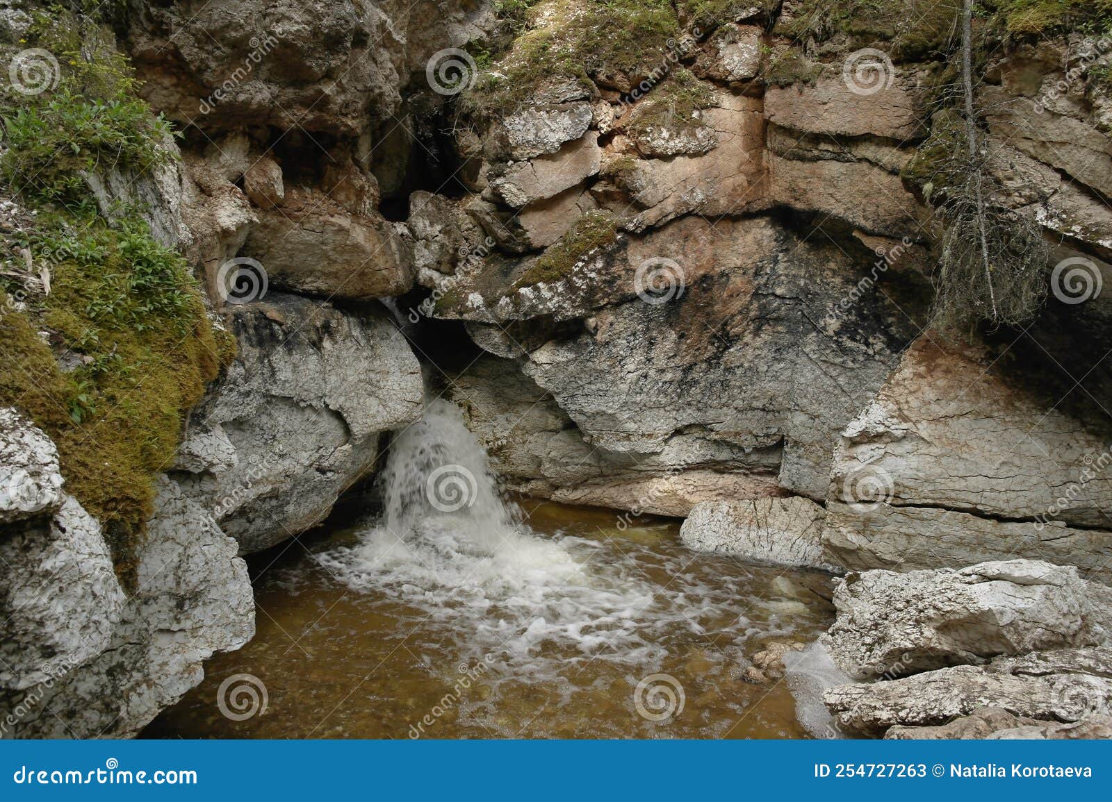 Karst Rocks in the Reserve with a Falling Stream of Water Stock Image ...