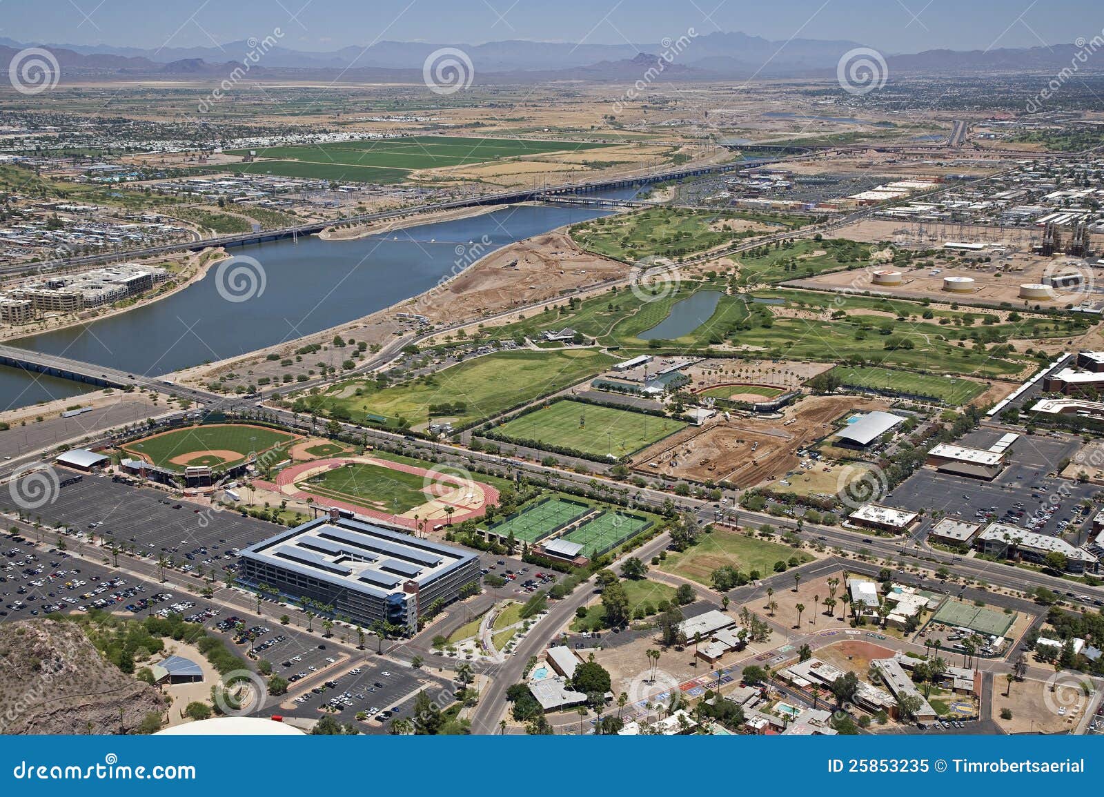 Karsten Golf Course and Tempe Town Lake Stock Image - Image of freeway ...