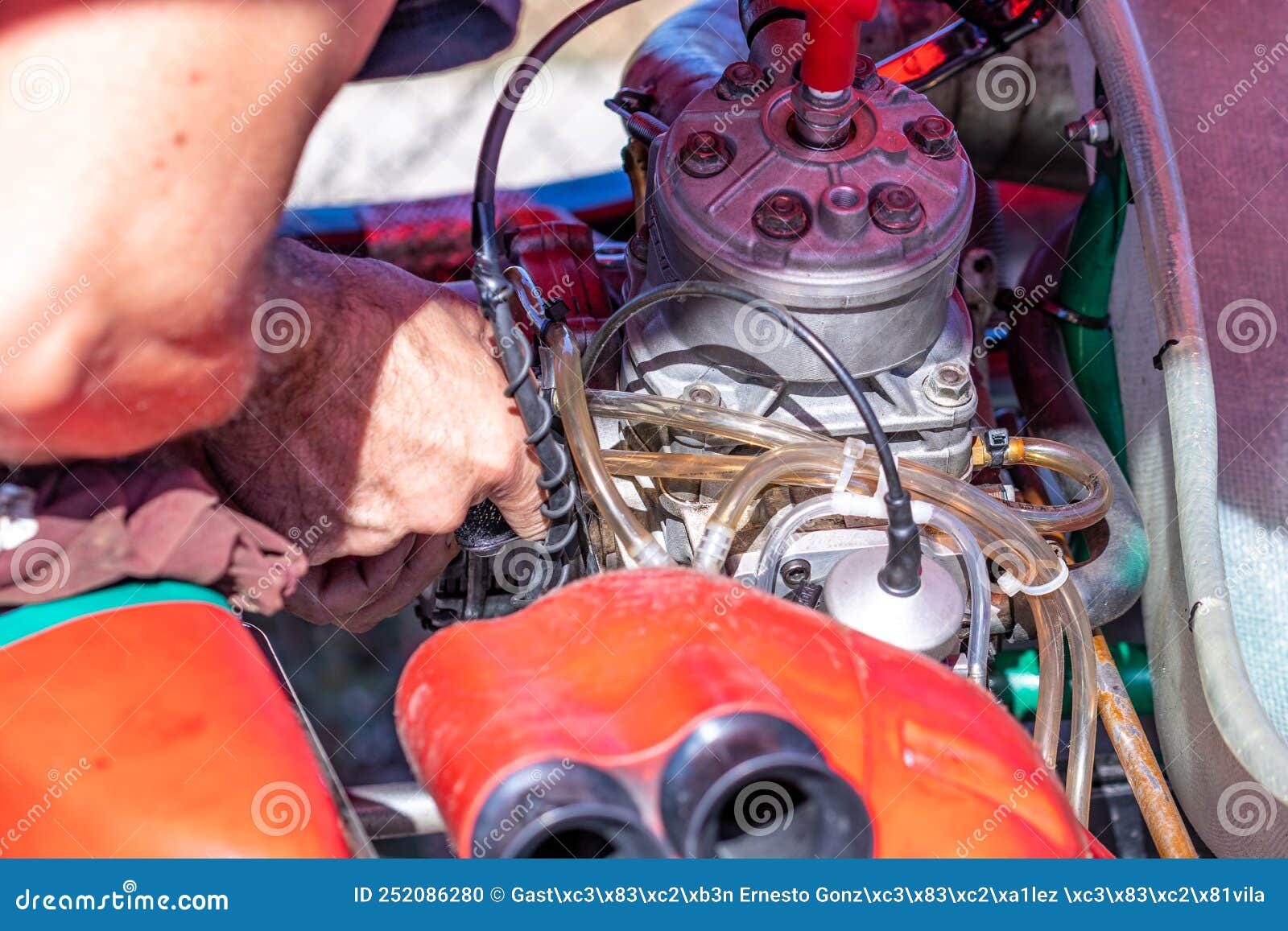 Kart Mechanic Fixing Engine in a Race Stock Photo - Image of murcia ...