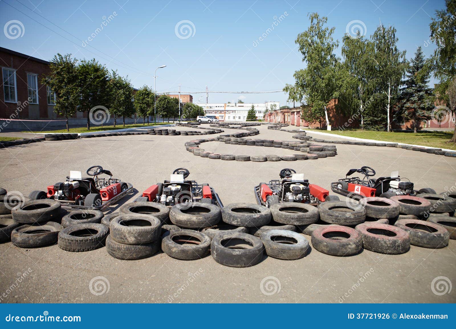 Kart Racing. Cars at Pit Stop. Stock Photo - Image of land, people ...