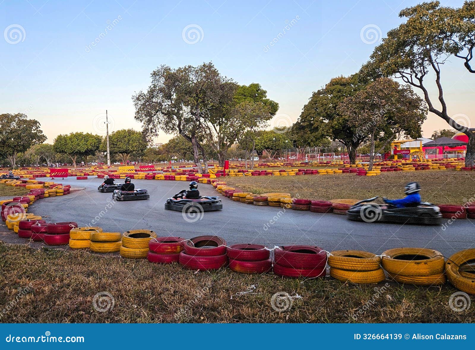 Kart Racing. People Driving Kart on Racing Circuit Stock Image - Image ...