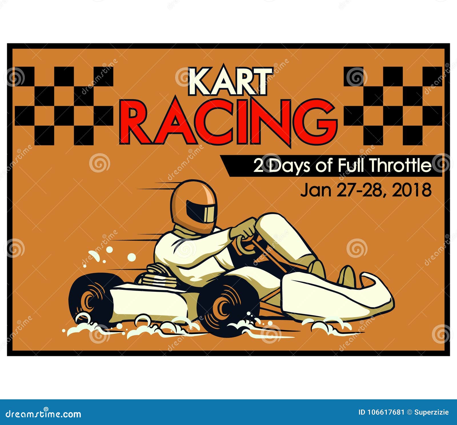 Kart Racing Poster stock vector. Illustration of helmet - 106617681
