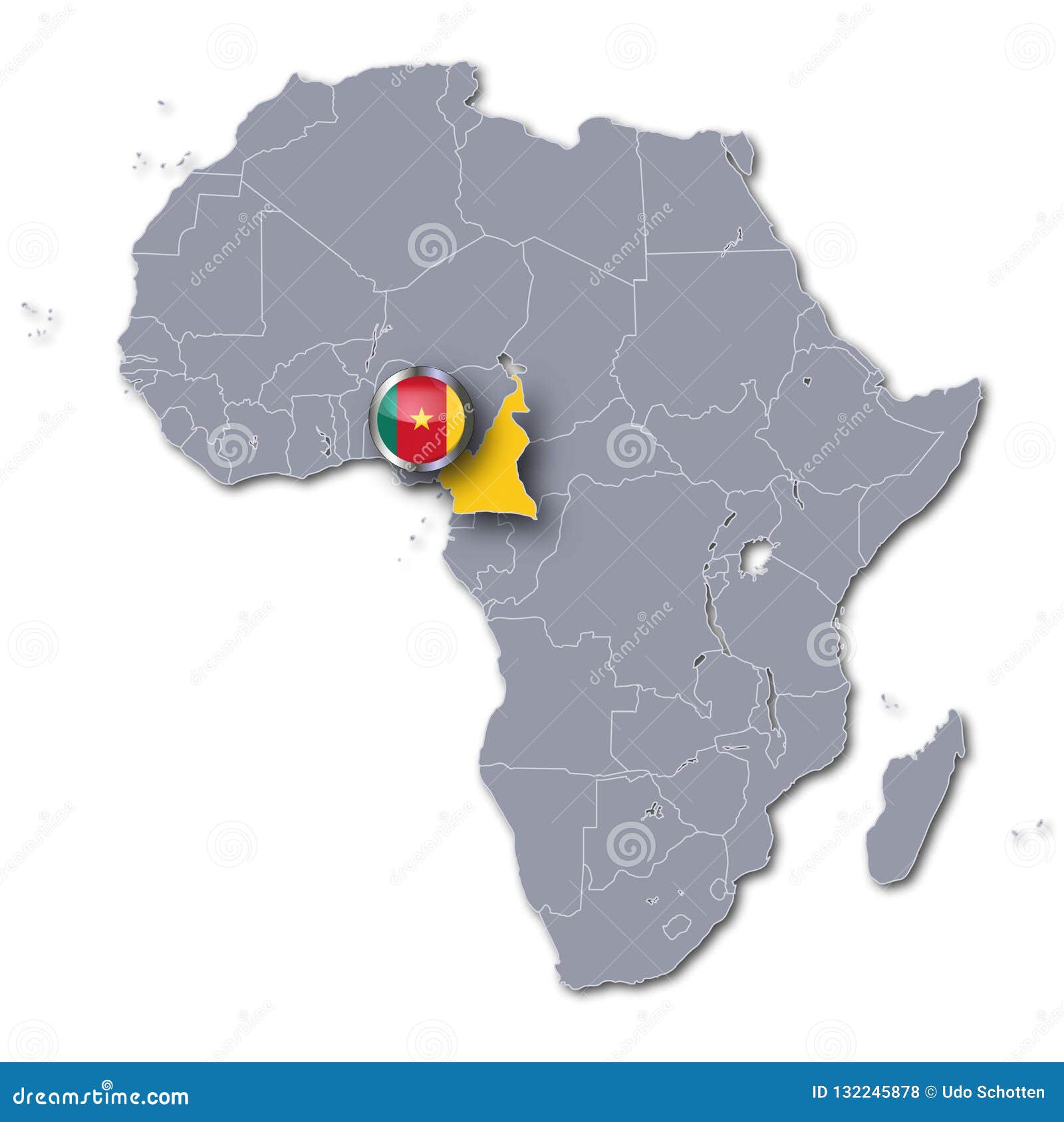 Africa map with Cameroon stock illustration. Illustration of cards ...