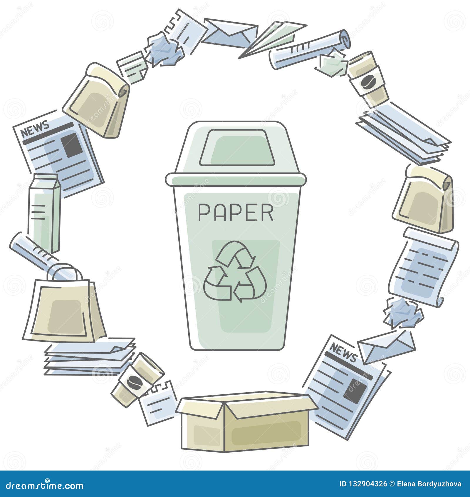 Karte Mit Altpapier Und Trashcan Vektor Abbildung - Illustration von ...
