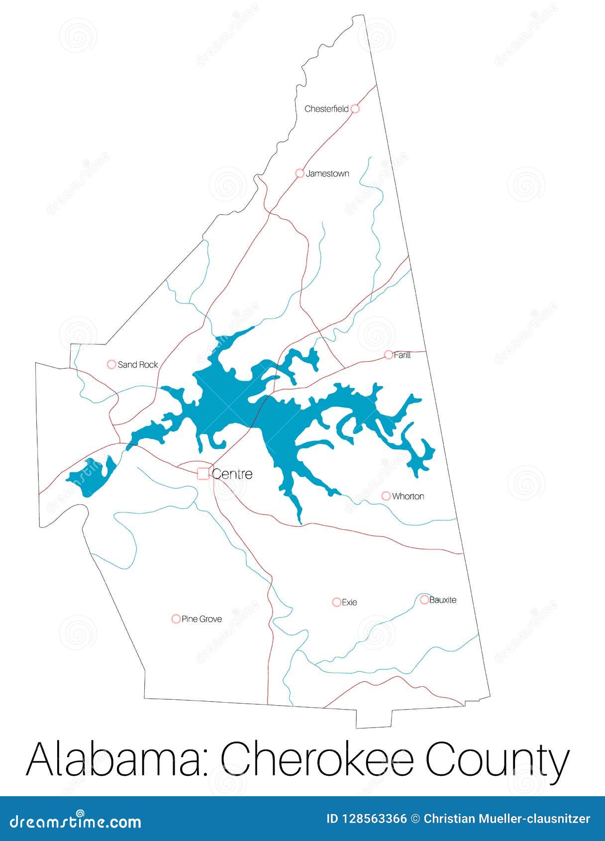 Karte Von Cherokee County in Alabama Vektor Abbildung - Illustration ...