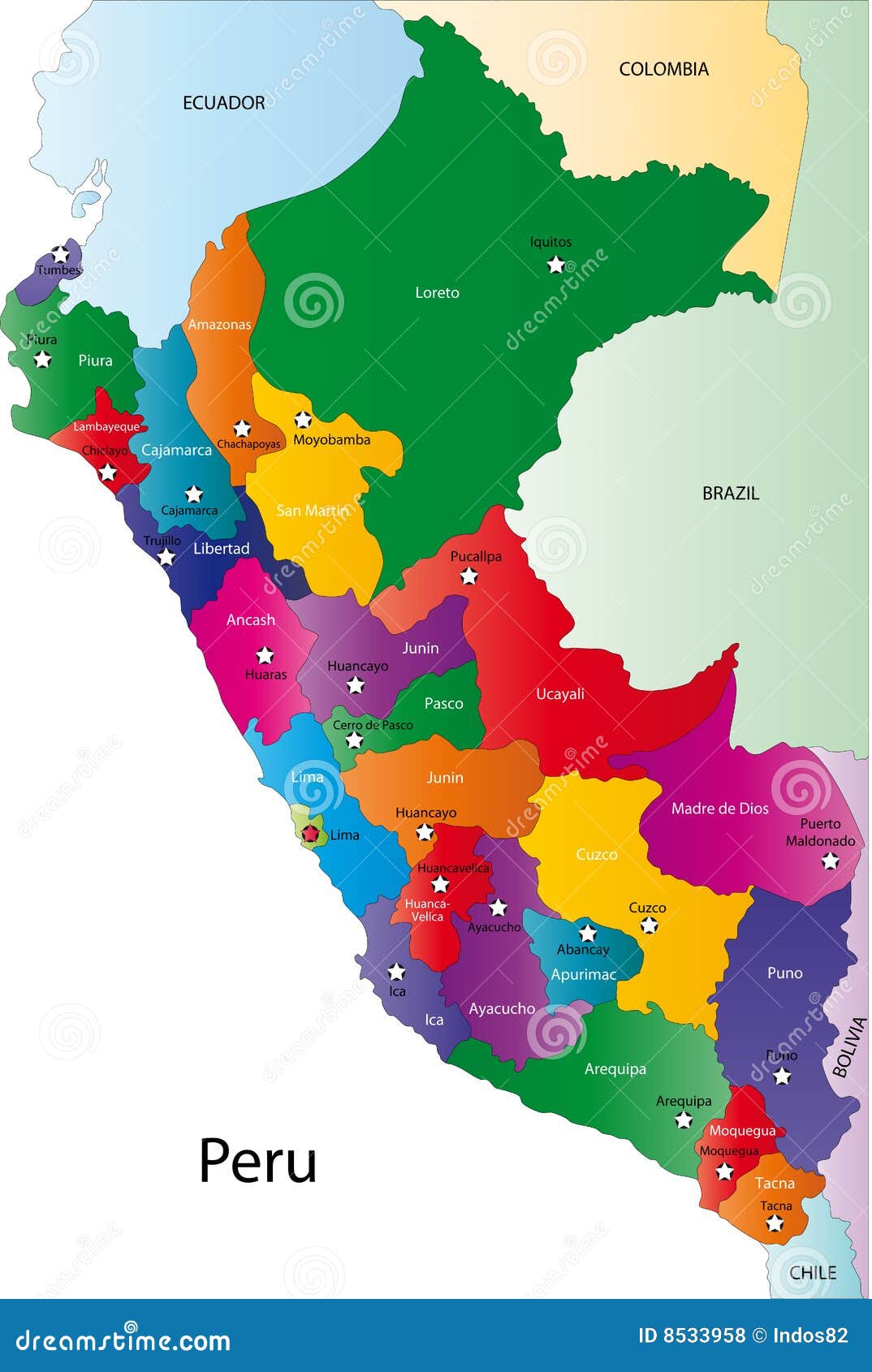 Karte von Peru vektor abbildung. Illustration von hintergrund - 8533958