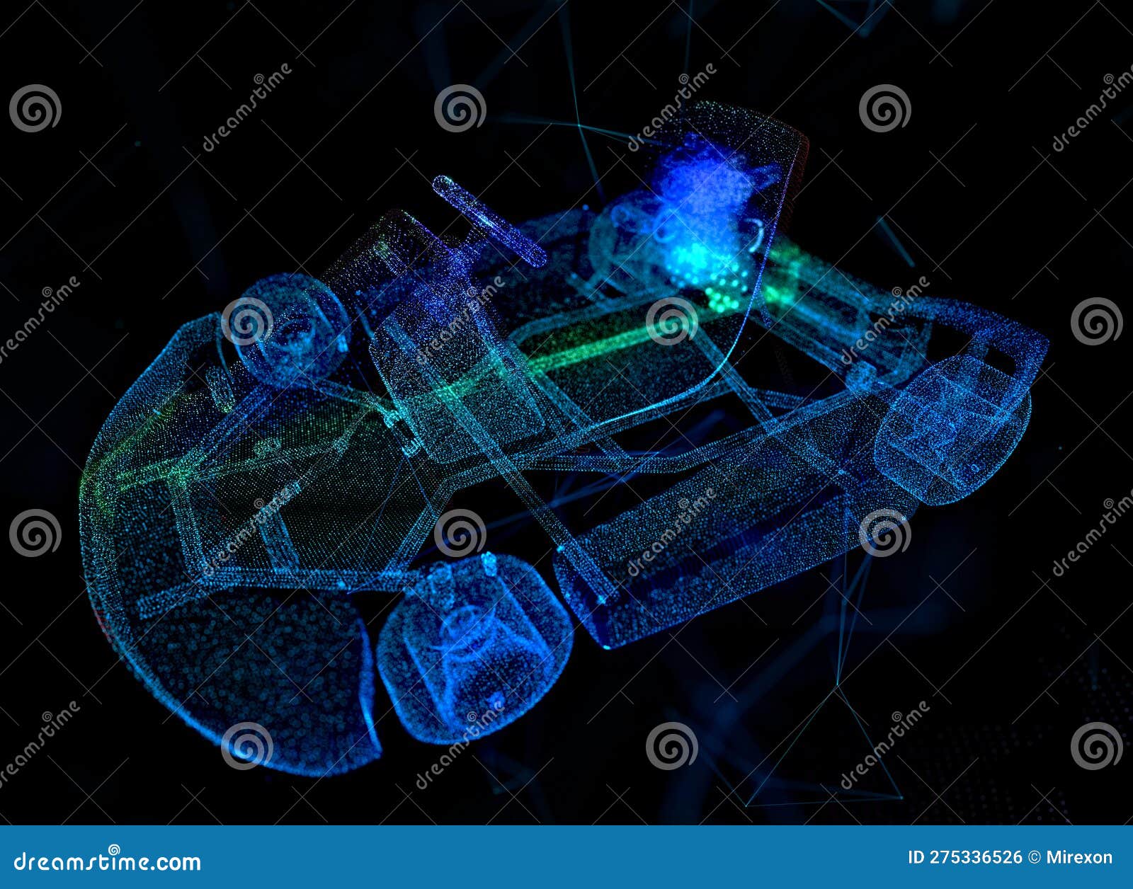 Karting Car. Blue Particle and Lines Form 3d Model Kart Stock ...