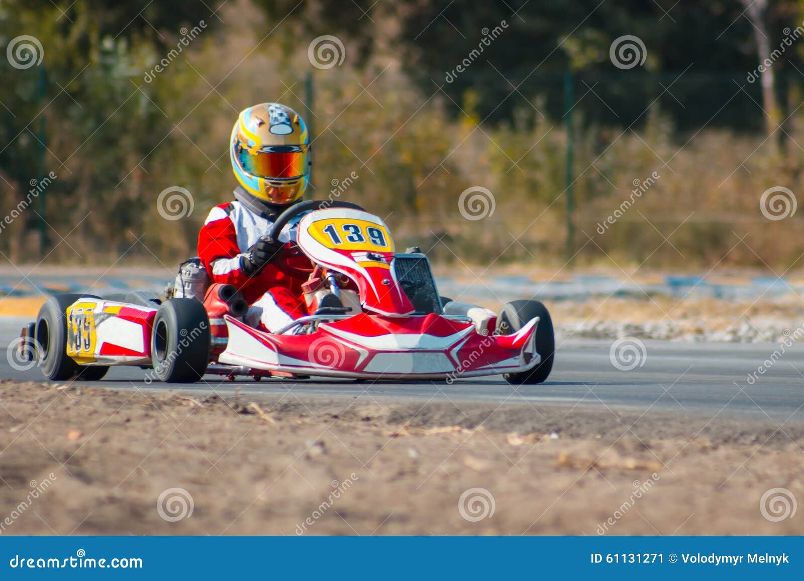 Karting - Driver in Helmet on Kart Circuit Stock Image - Image of game ...