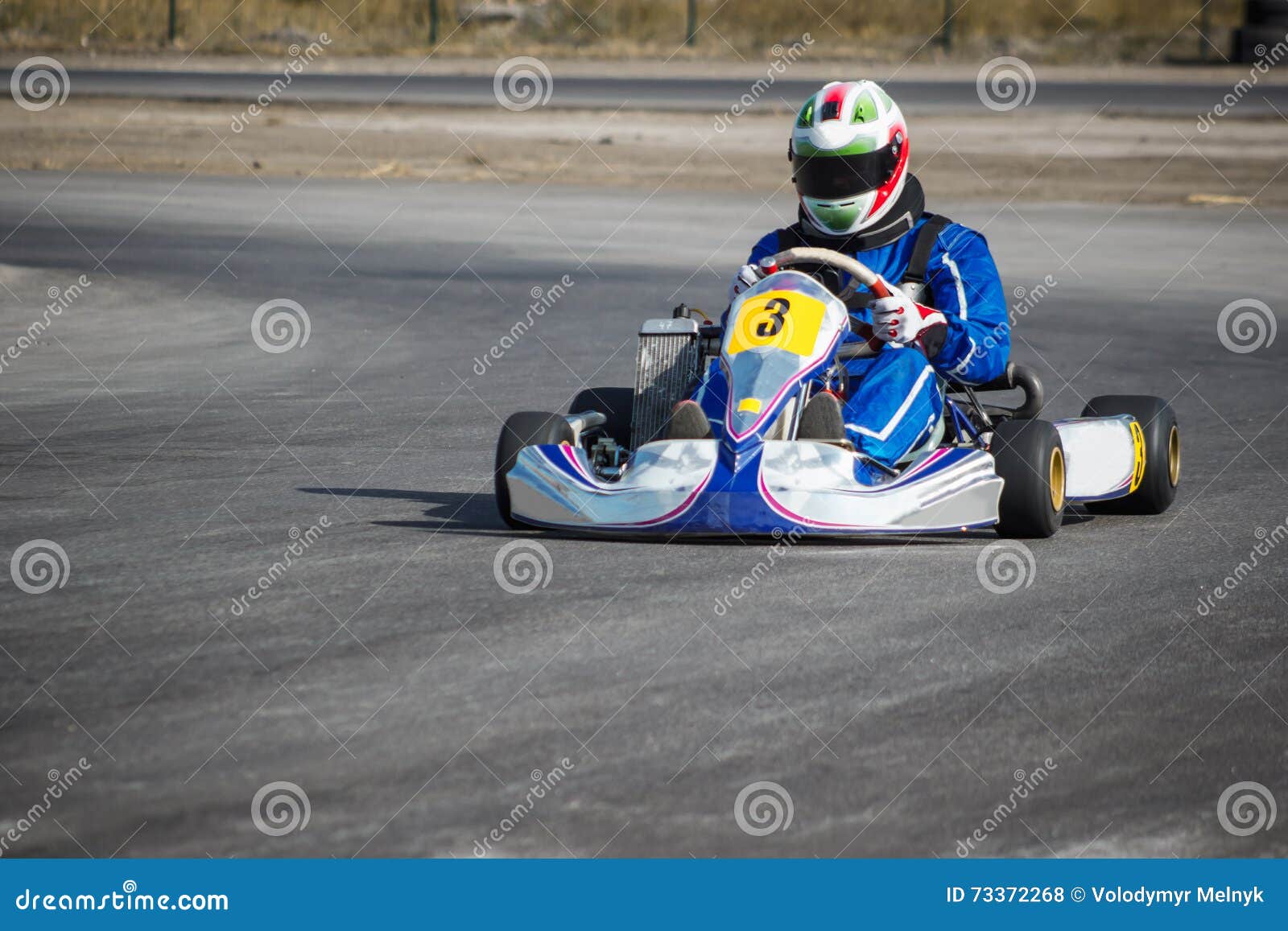 Karting - Driver in Helmet on Kart Circuit Stock Photo - Image of ...