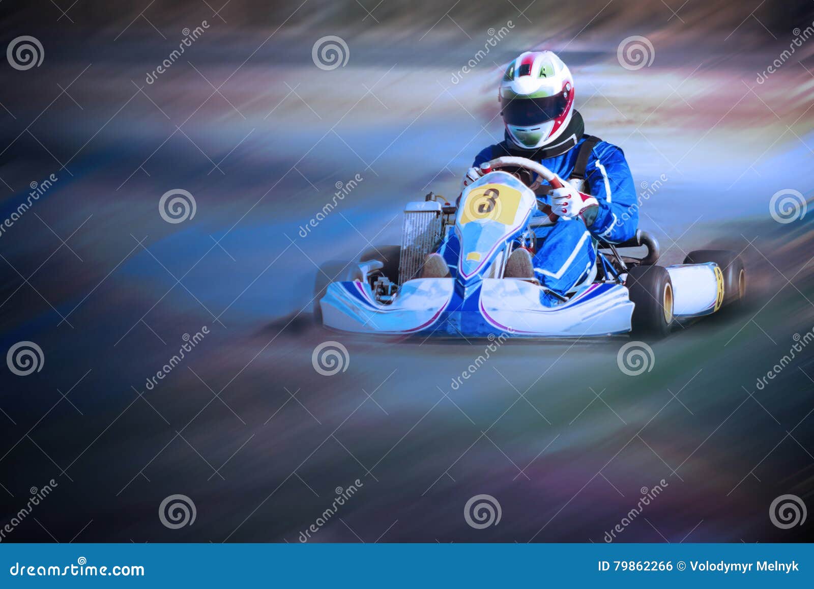 Karting - Driver in Helmet on Kart Circuit Stock Photo - Image of ...