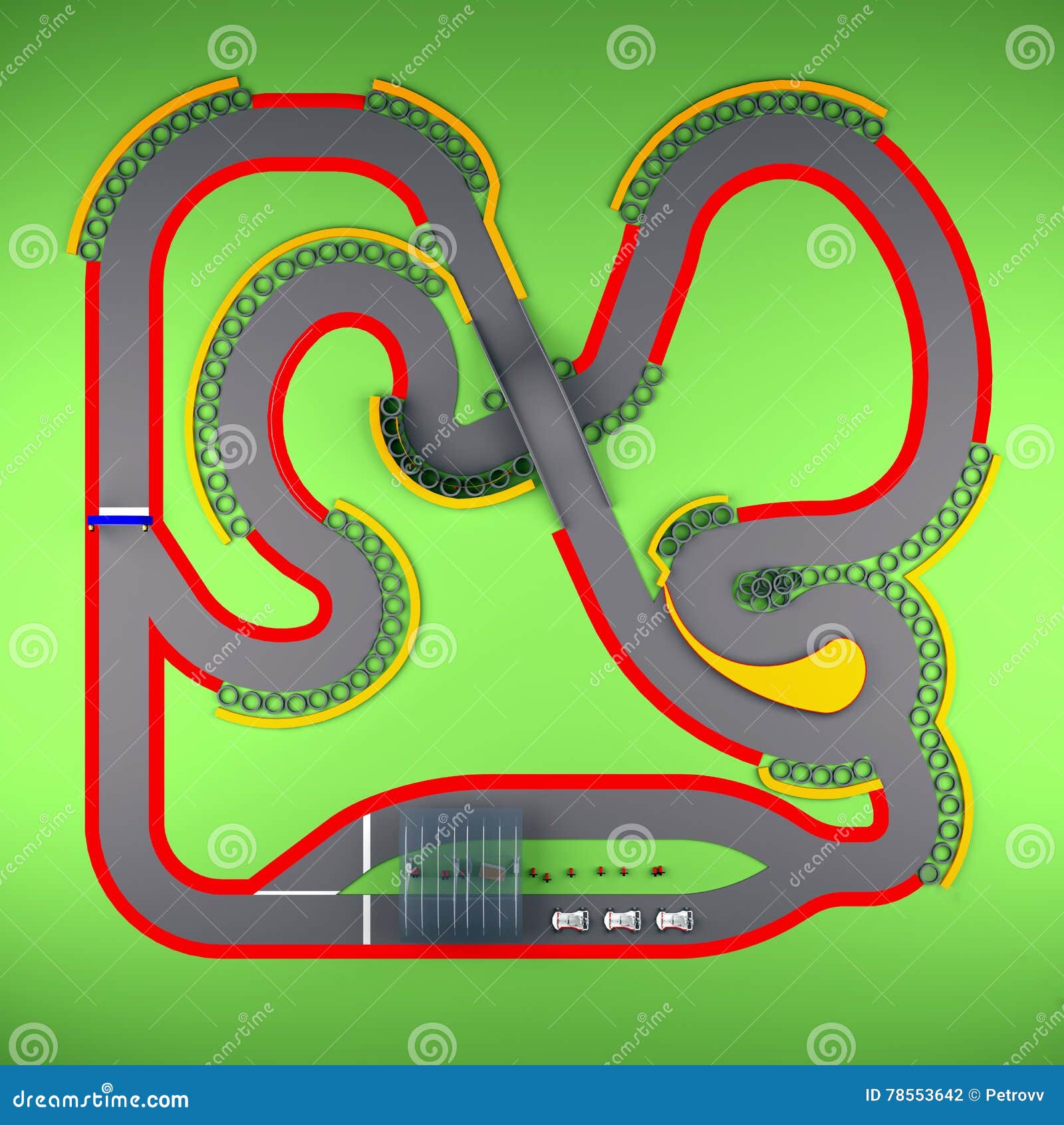 Karting Top View. 3D Rendering Stock Illustration - Illustration of ...